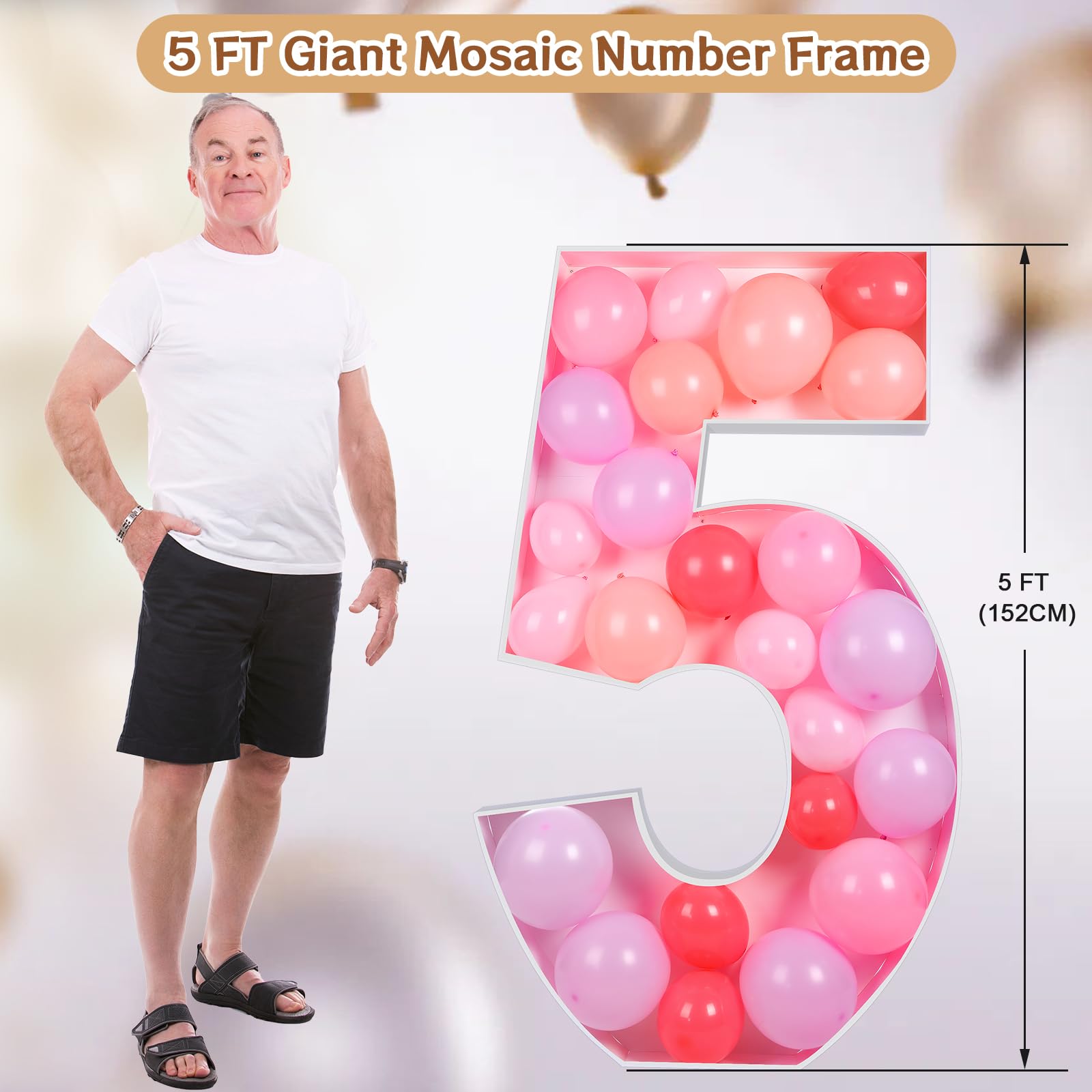 Snapklik.com : 5FT Giant Mosaic Numbers For Balloons, Mosaic Balloon ...