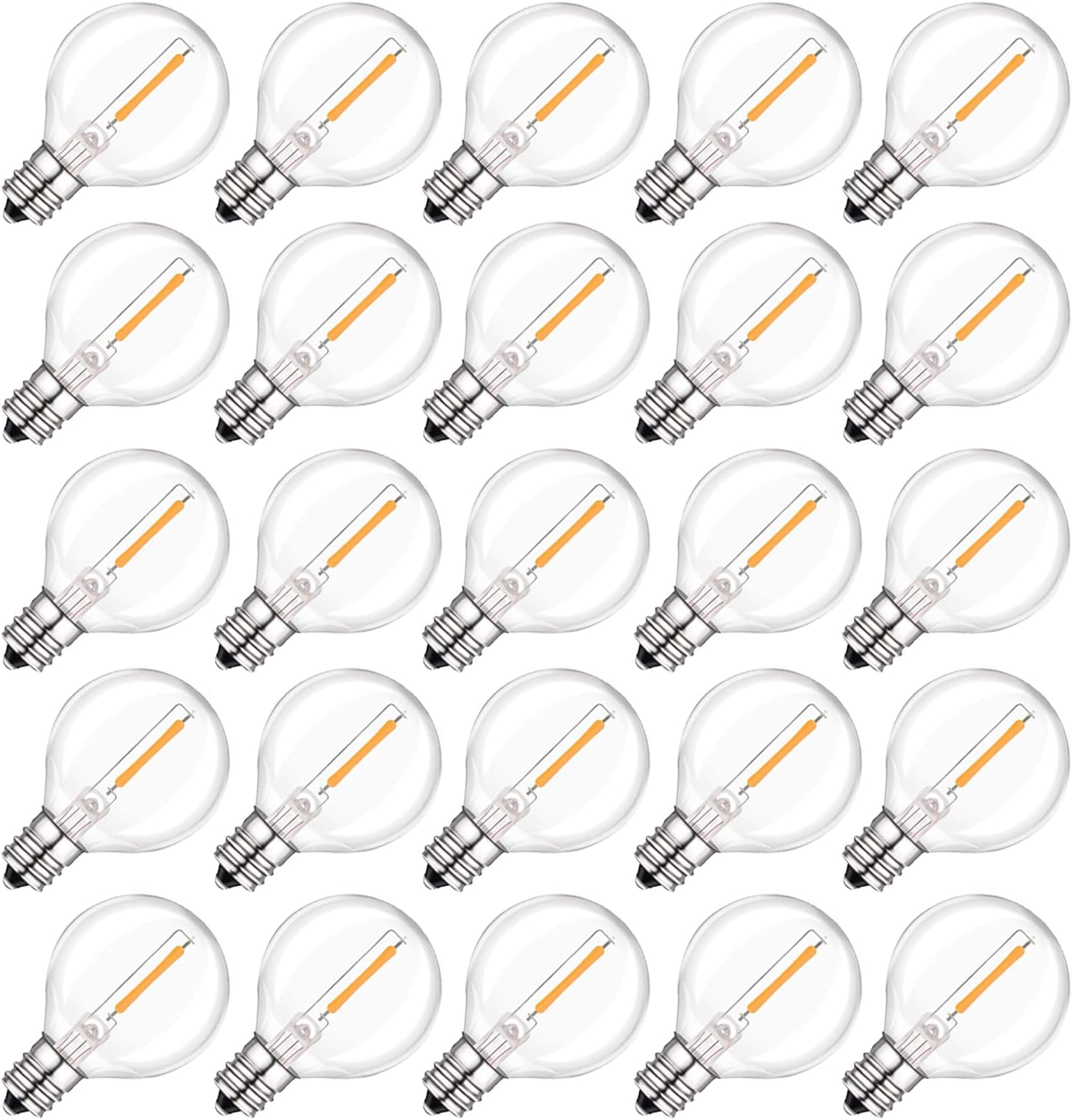 25 Pack G40 Replacement Bulbs: 7 Watt G40 Globe Bulbs for String Lights ...
