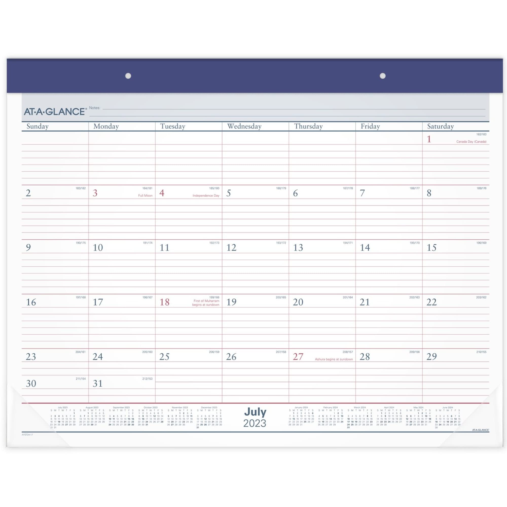 AT-A-GLANCE 2023-2024 Academic Desk Calendar, Monthly Desk Pad, 21-3/4 ...