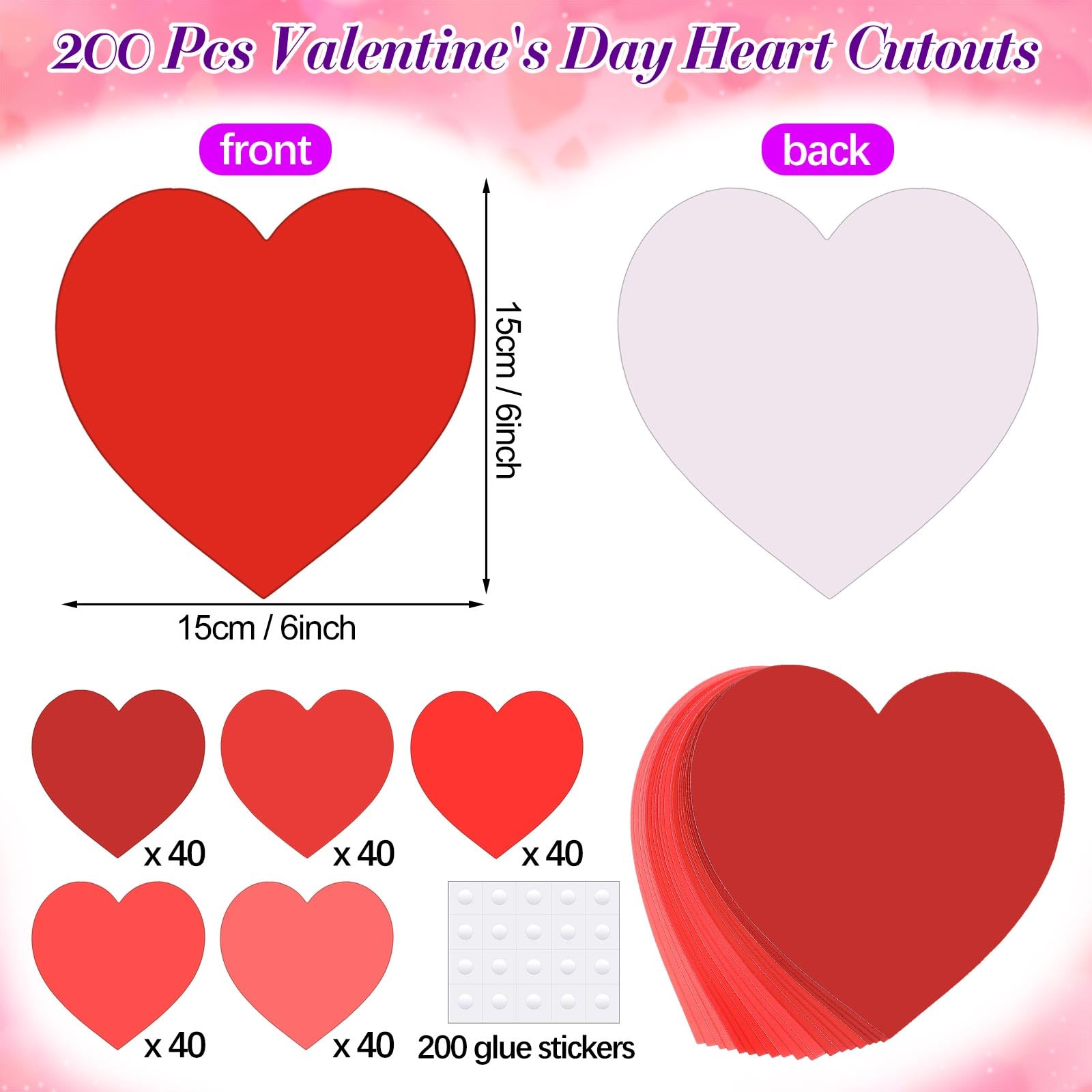 Snapklik.com : Tatuo 200 Pcs Large Heart Cutouts Paper 6 X 6 Inch ...