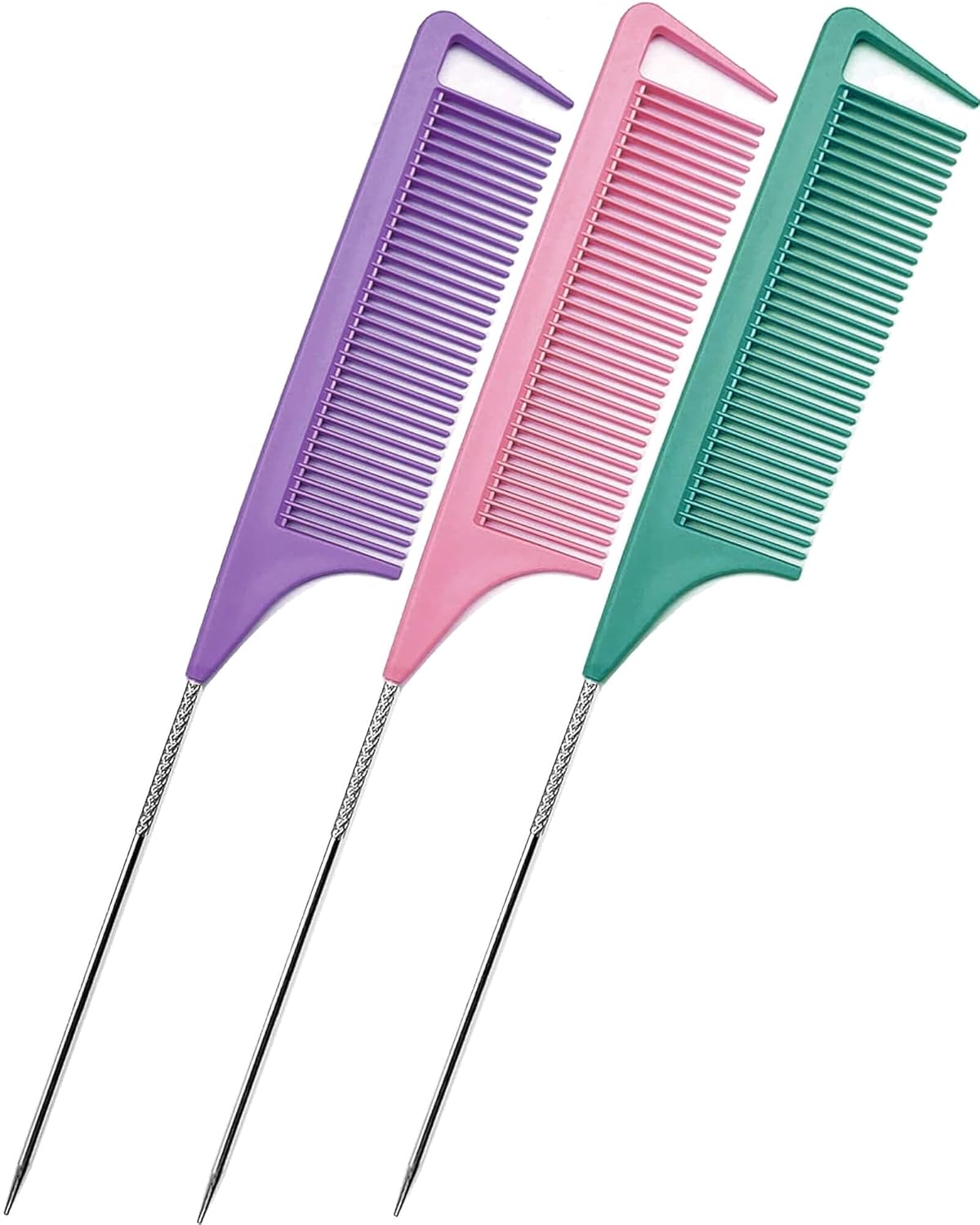 Amazon.com: Yumflan Rat Tail Combs, 3Pcs Parting Combs for Braiding ...