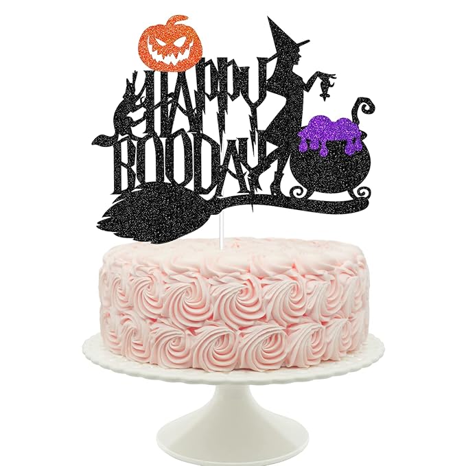 Amazon.com: Glitter Happy Boo Day Cake Topper Halloween Witches ...