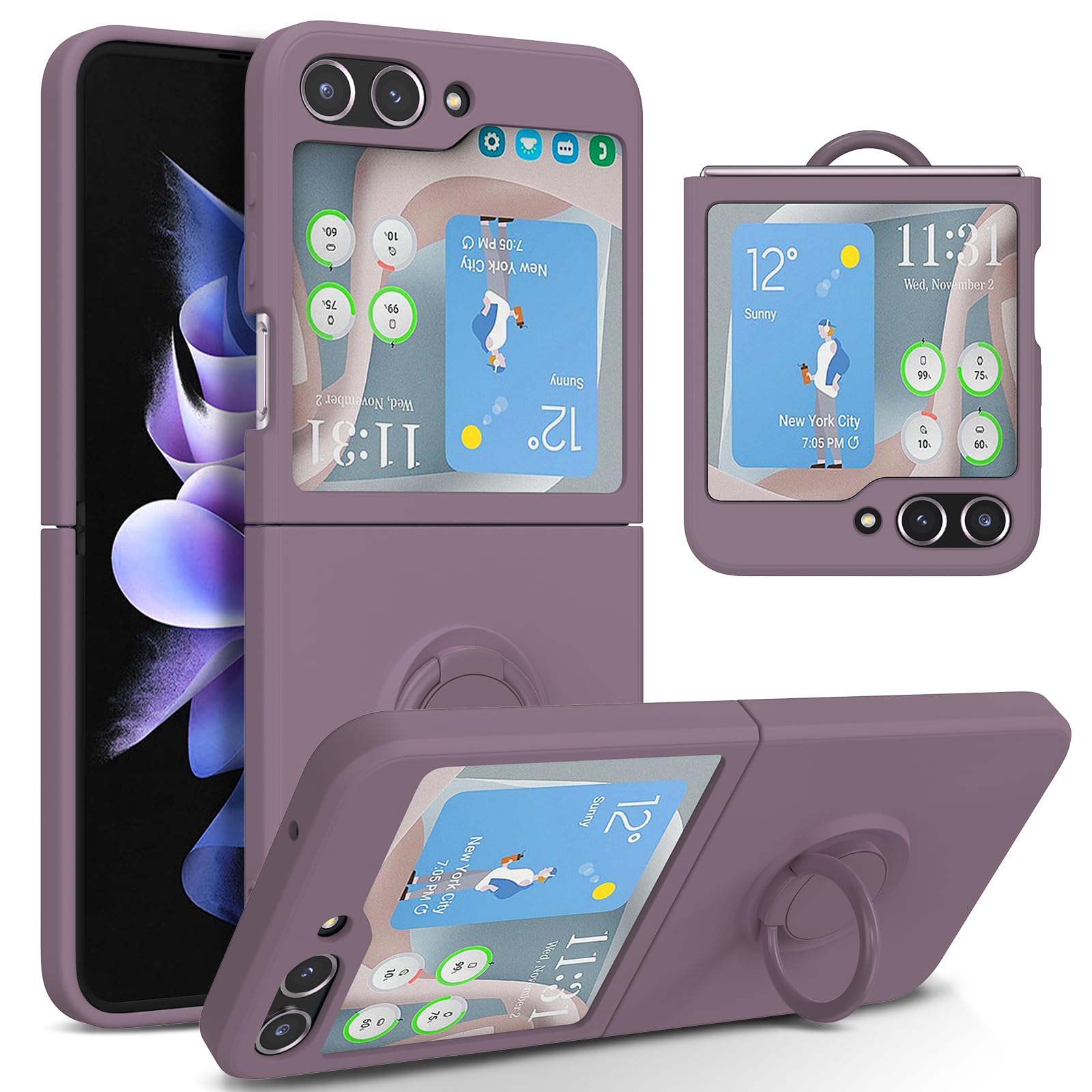 Amazon.com: UEEBAI Case for Samsung Galaxy Z Flip 5 5G, Slim Liquid Silicone Phone Case with 360 ...