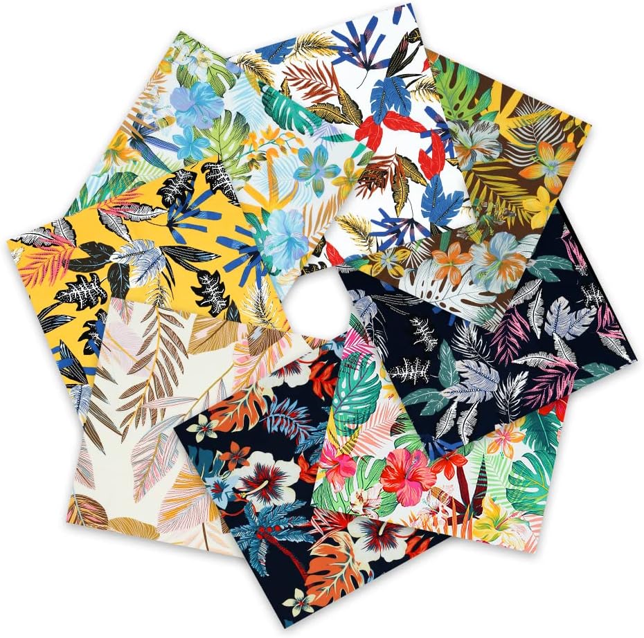 Amazon.com: Hawaiian Tropical 8 Pieces Summer Floral Leaf Pattern ...