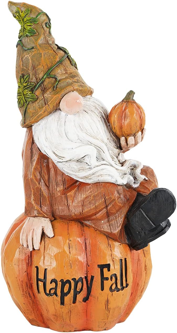 Amazon.com: DUSVALLY Resin Gnome Statue Fall Pumpkin Statue Statuary ...