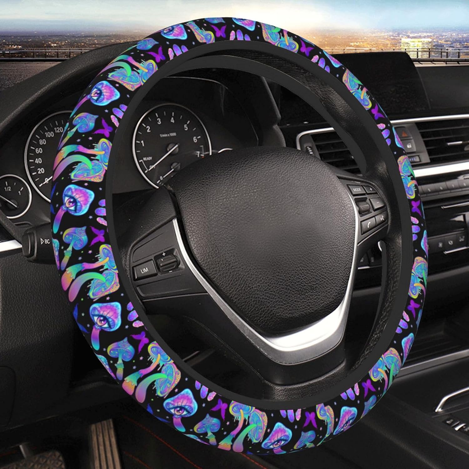 Amazon.com: Psychedelic Mushroom Steering Wheel Cover Universal Car ...