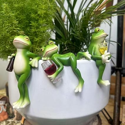 Amazon.com: 3 Pcs Tipsy Frogs Figurines Plant Decorations for Pots ...