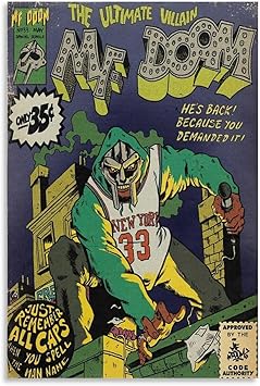 Amazon.com: Mf Doom Comics Art Poster for Bedroom Aesthetic Canvas Art ...