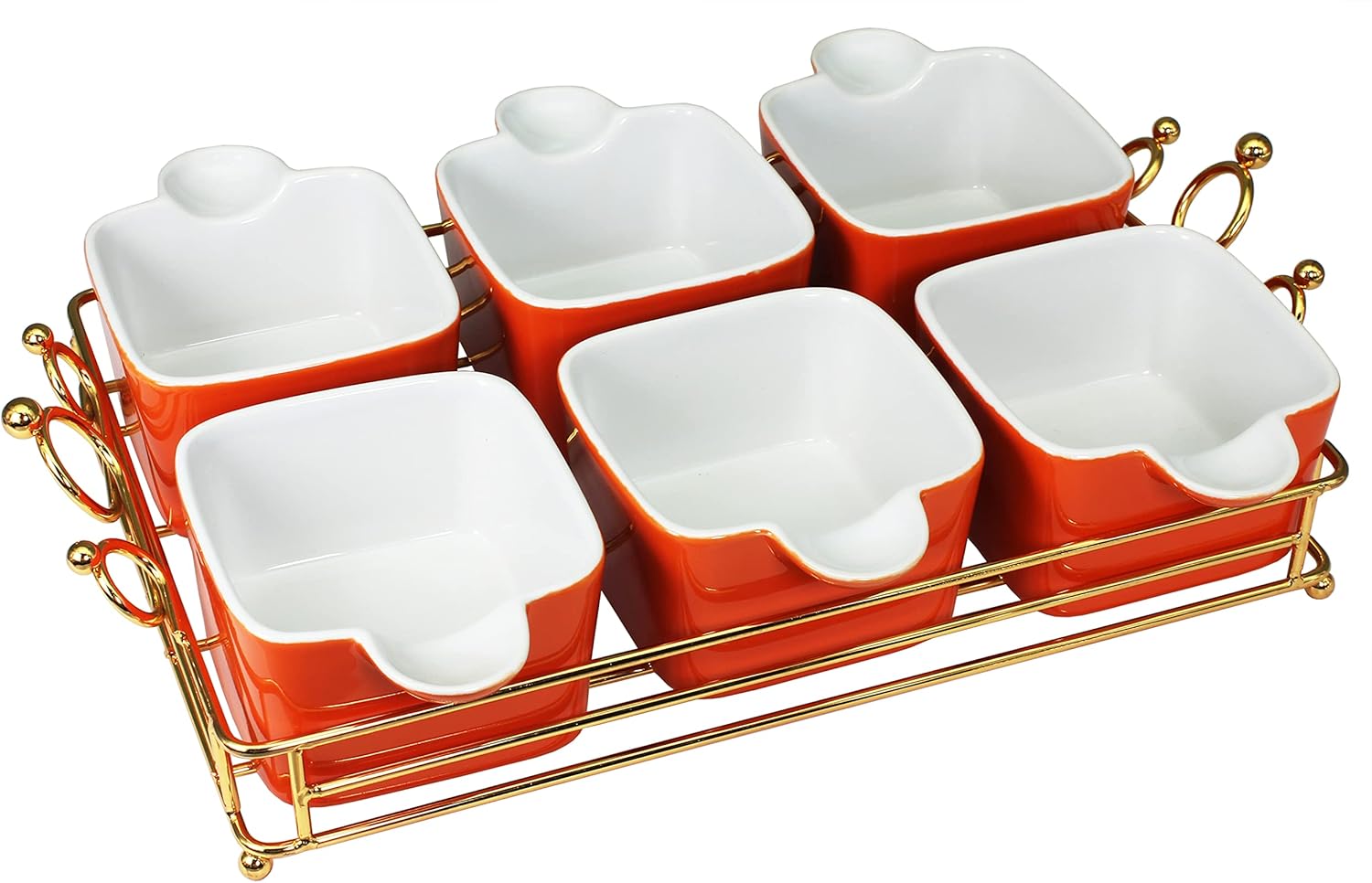 Amazon.com | Creativity Home Ceramic Snacks With Handle Bowl Metal Tray ...