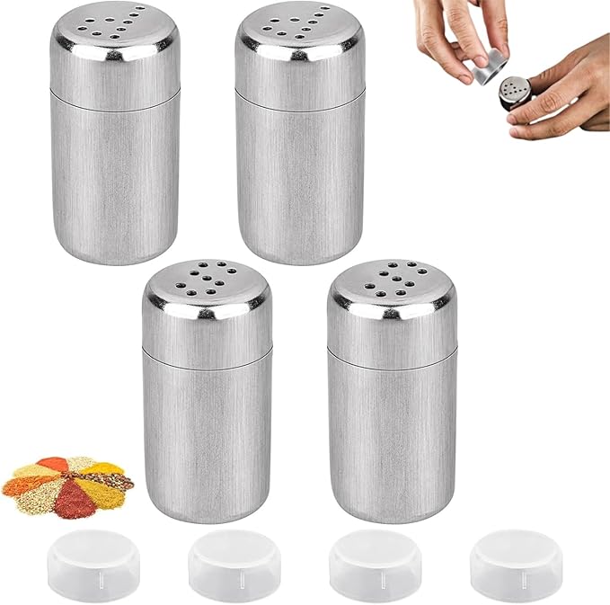 Amazon.com: Heanvmyss Salt and Pepper Shakers Set, 4 Pieces Stainless ...