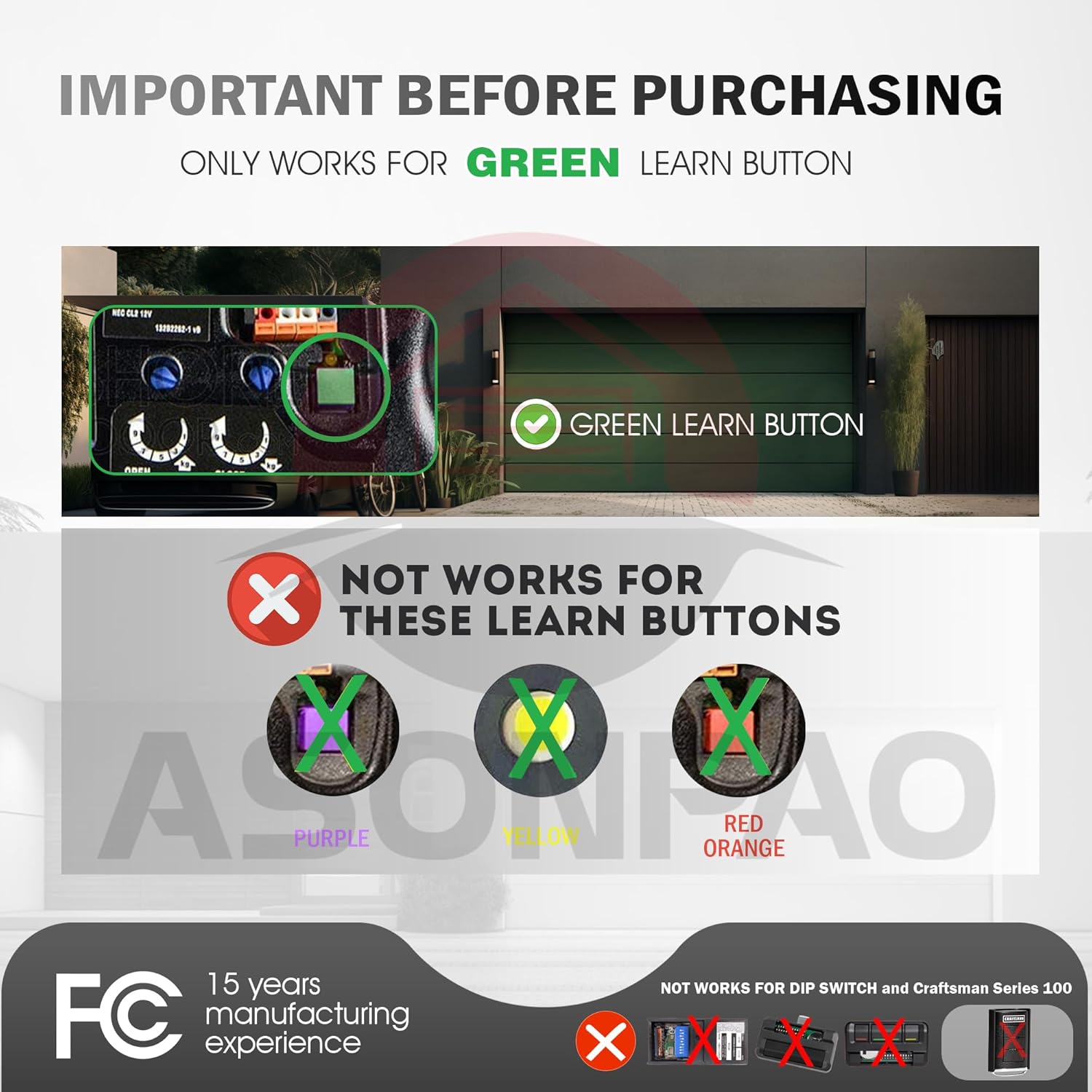ASONPAO 66LM/66LC/740CB Garage Door Opener Keypad Instruction Manual ...