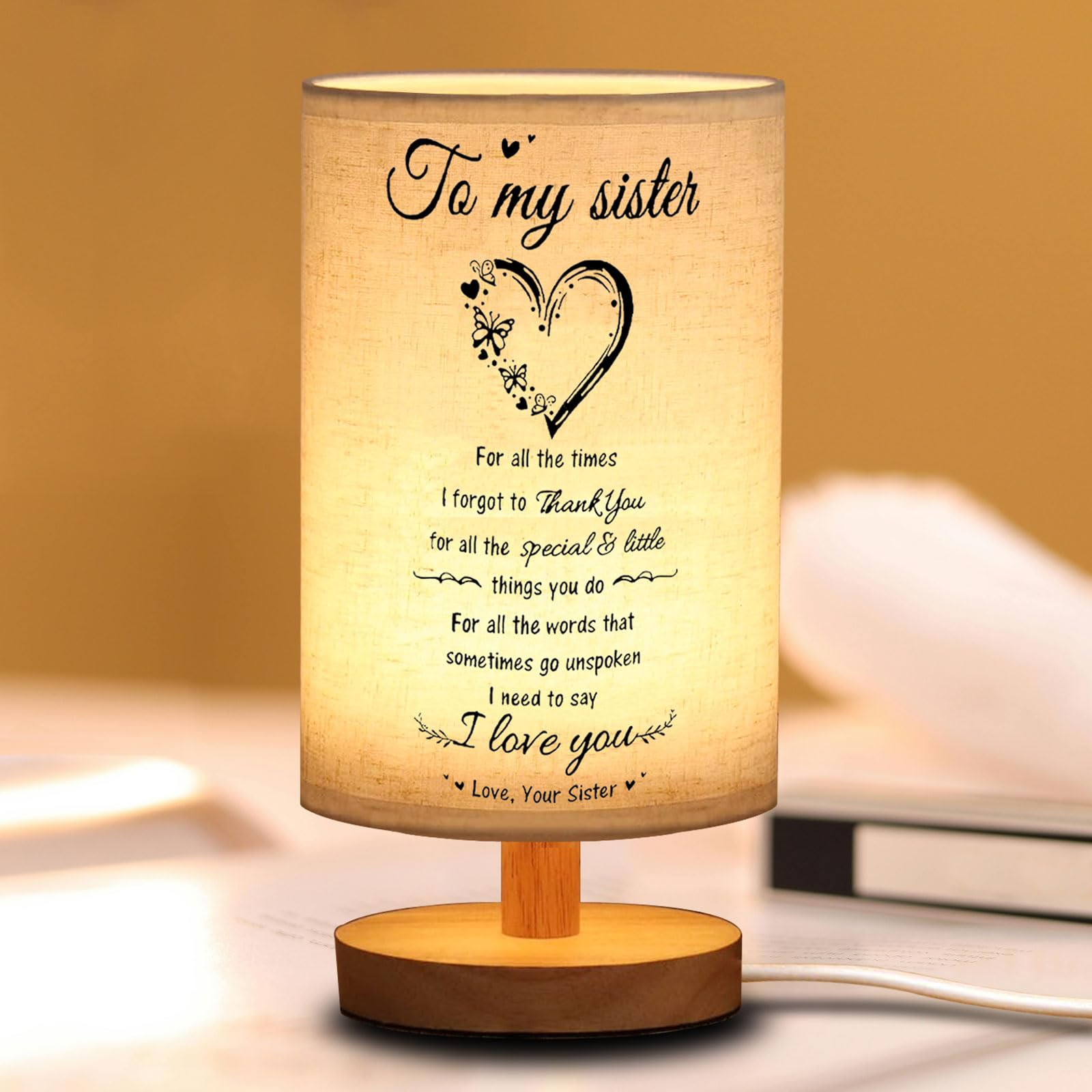 Sister Gifts from Sister Table Lamp, Mothers Day Birthday Gift for Sister, Christmas Sister ...