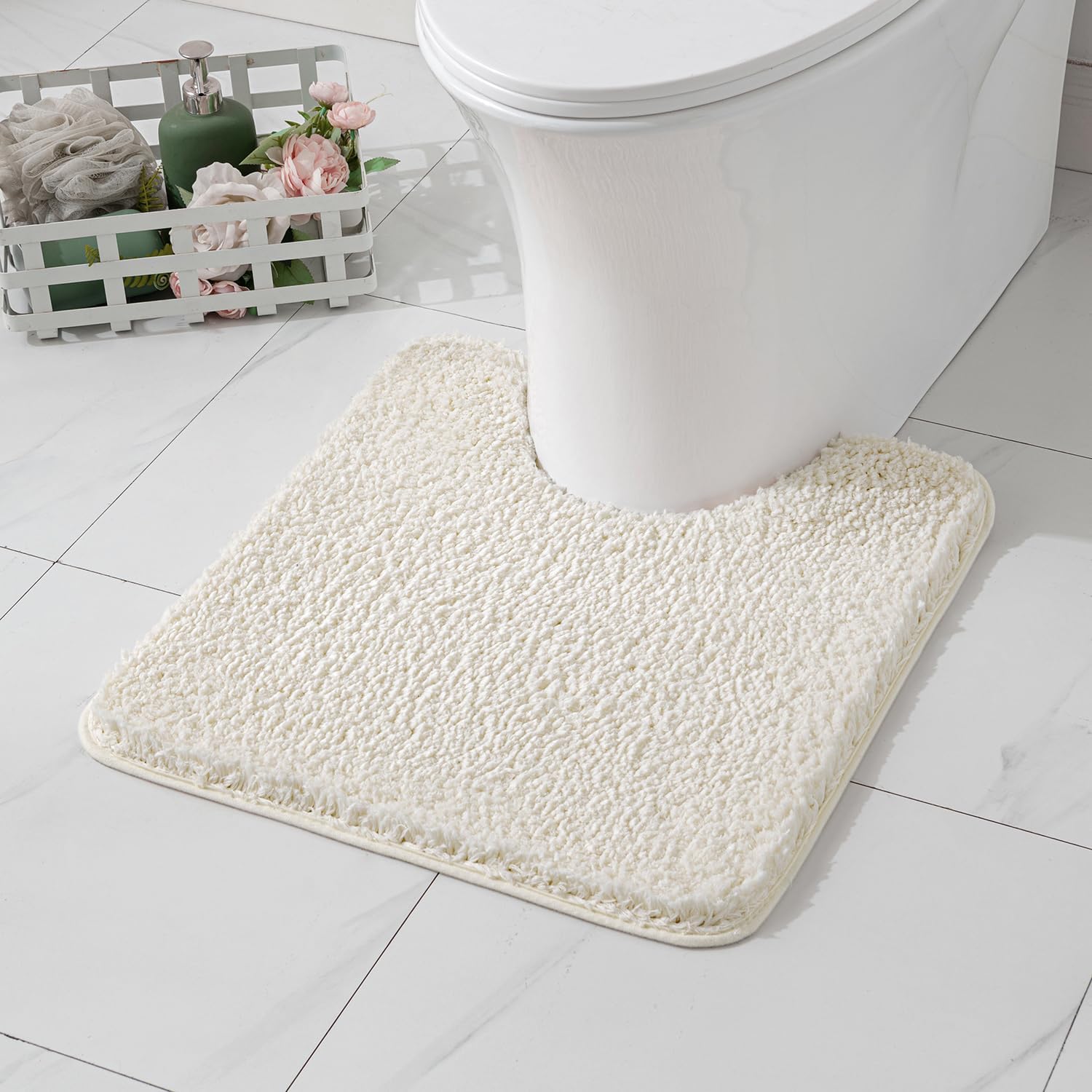 Amazon.com: MIULEE Microfiber Toilet Bath Mat U-Shaped Contour Shaggy ...