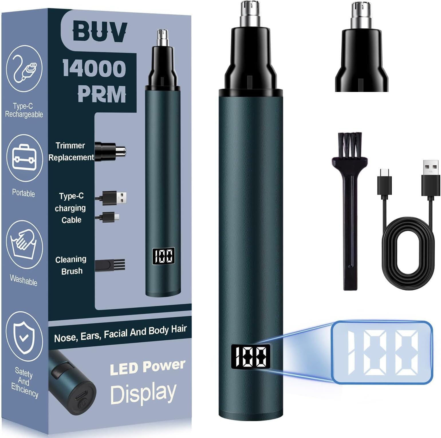 Amazon.com: Nose Hair Trimmer with LED Display- 2025 Professional ...