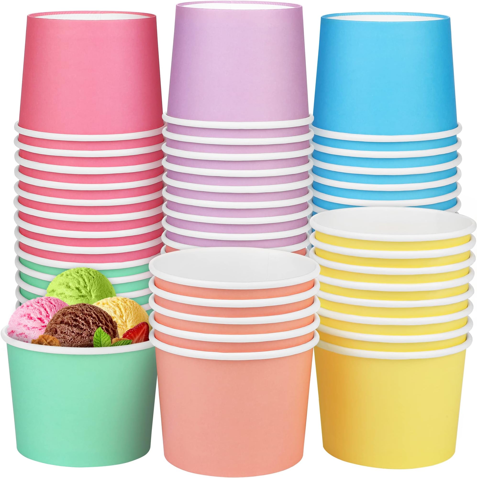 Amazon.com: Paper Ice Cream Cups - 100-Count 9-Oz Disposable Dessert ...