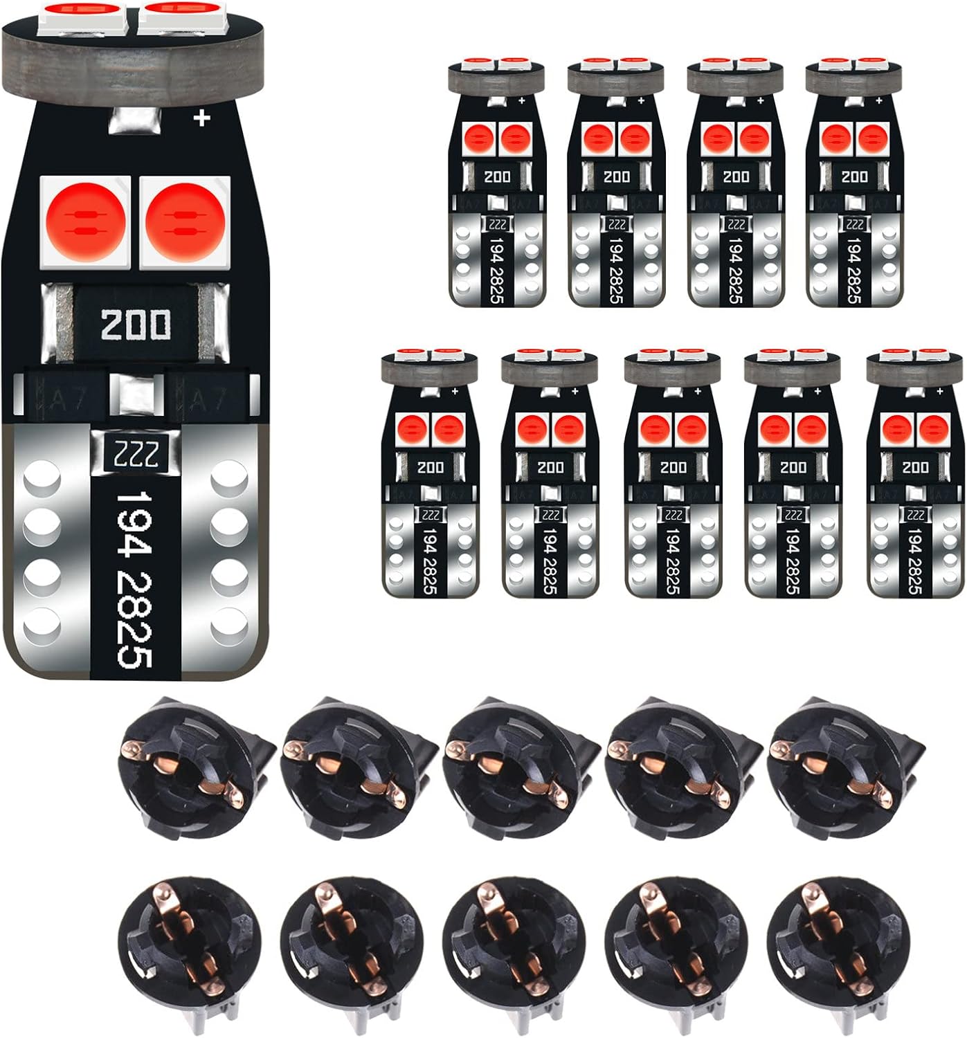 DODOFUN 12V Red T10 PC168 PC175 PC194 PC194R PC195 PC160 PC161 PC195NA Instrument Cluster Light ...