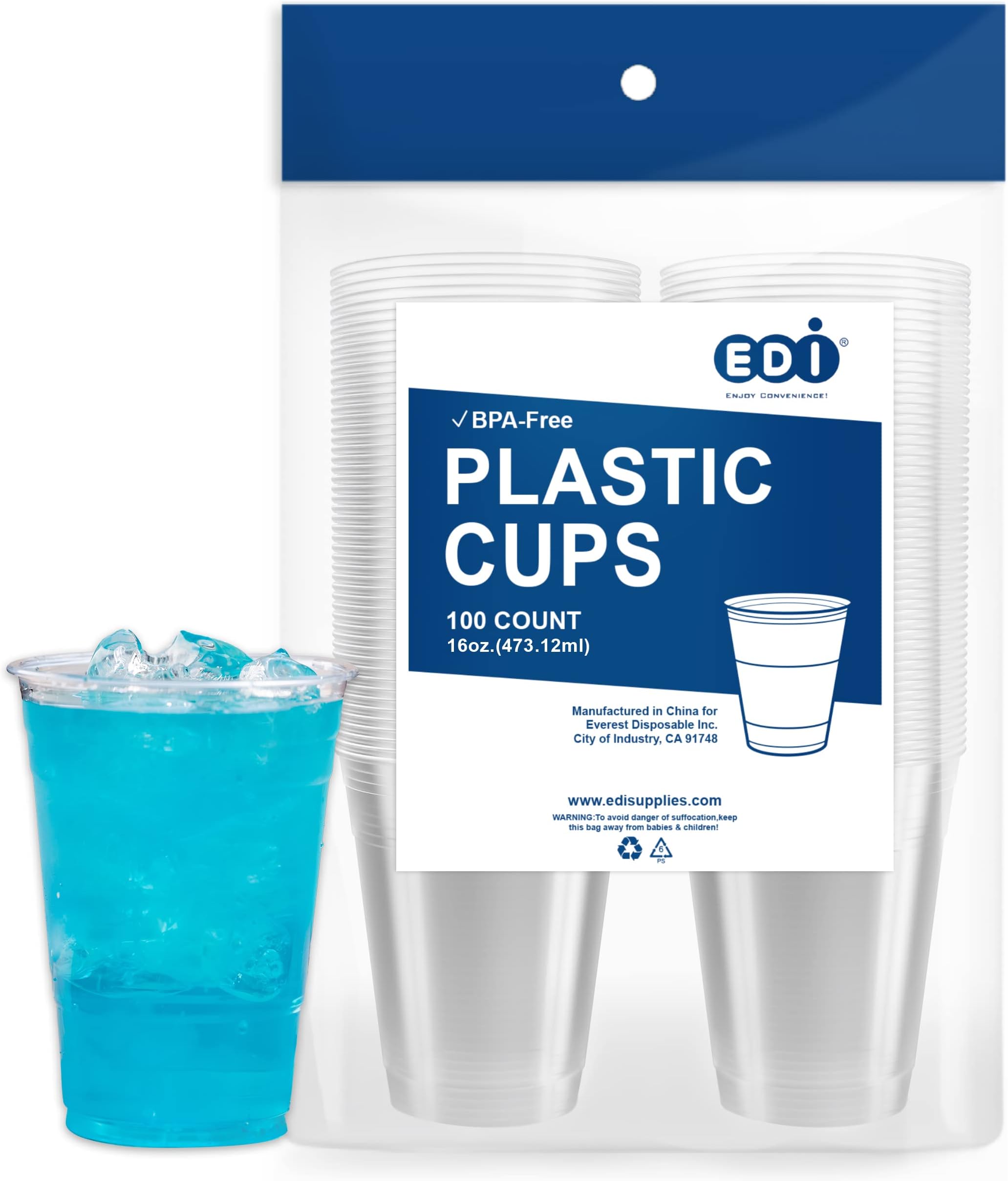 Amazon.com: [100 Pack 8 Oz] Plastic Cups, Clear Plastic Cups 8 Oz Clear ...