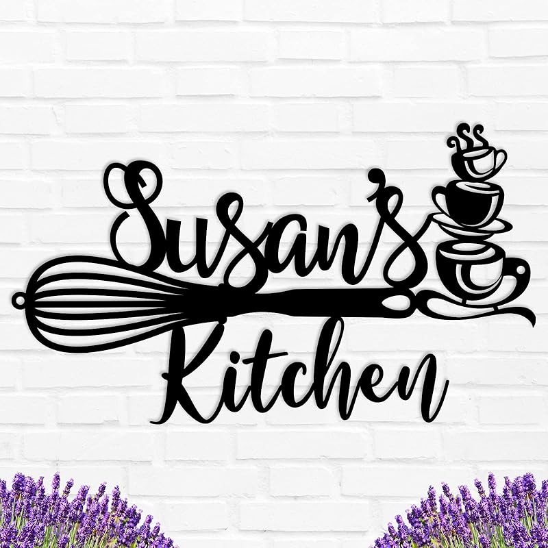 Amazon.com: Custom Kitchen Name Sign, Personalized Kitchen Metal Sign ...