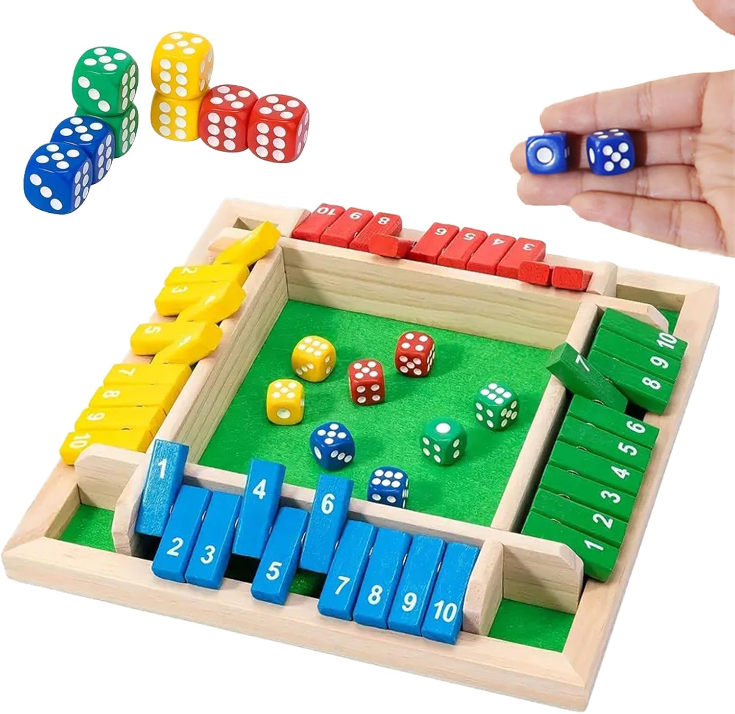 Amazon.com: Winbar Shut The Box Dice Game, 2-4 Player Wooden Board Game ...