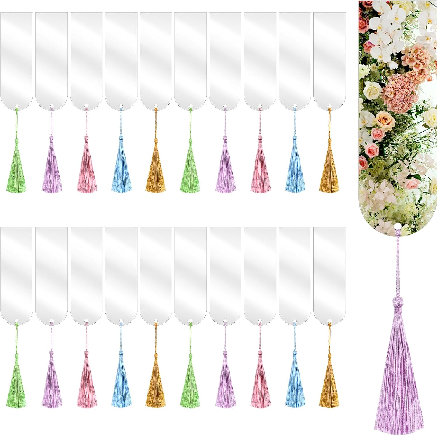 Amazon.com: 20Pcs Clear Acrylic Bookmarks with 20Pcs Tassels ...