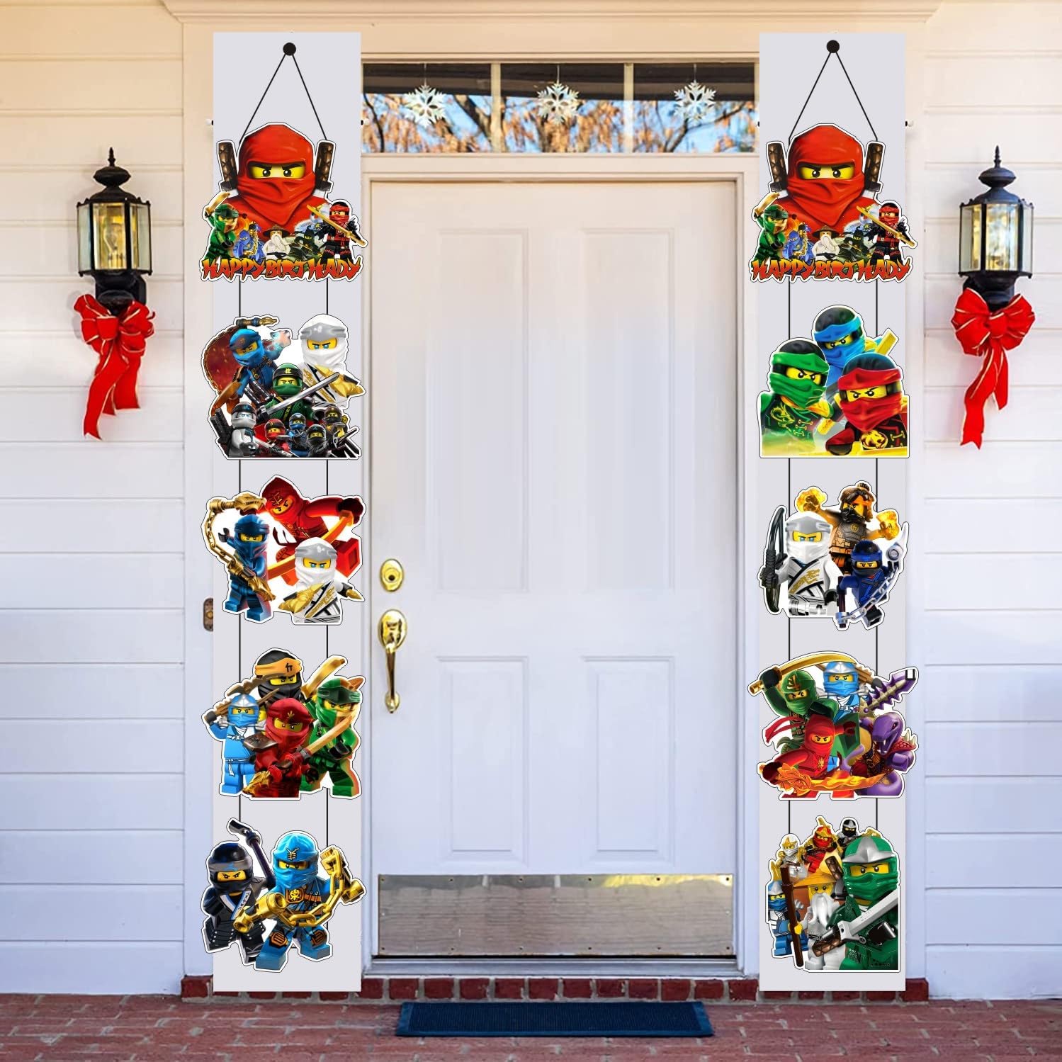 Amazon.com: 2pcs Ninja Porch Sign Door Hanging Banner, Ninja Birthday ...