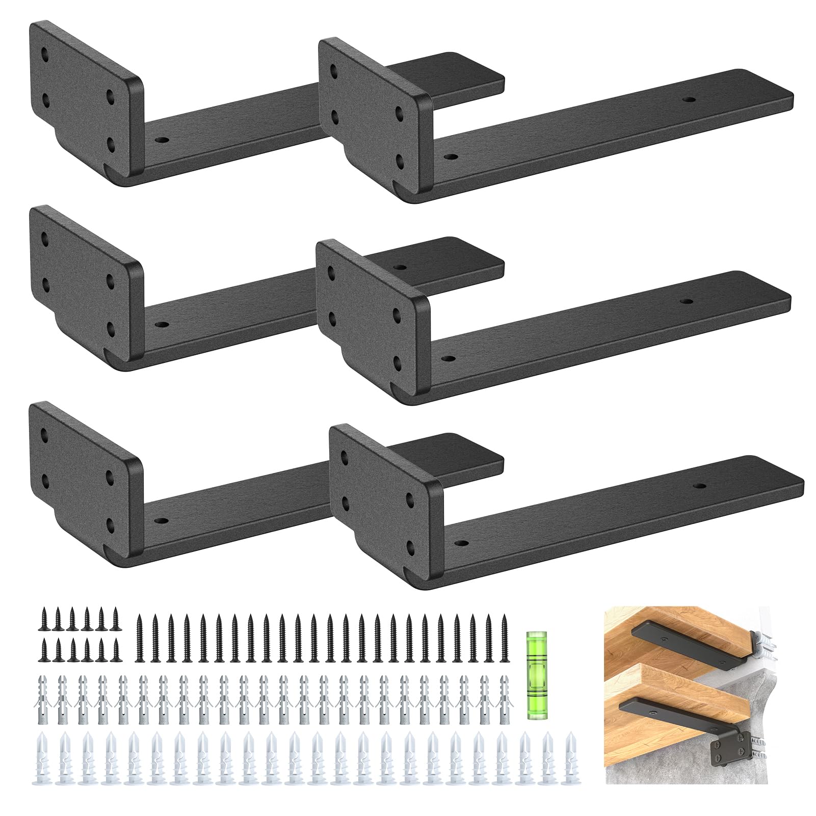 WELDUN 6 Pack Floating Shelf Brackets 8 Inch, Heavy Duty Metal L ...
