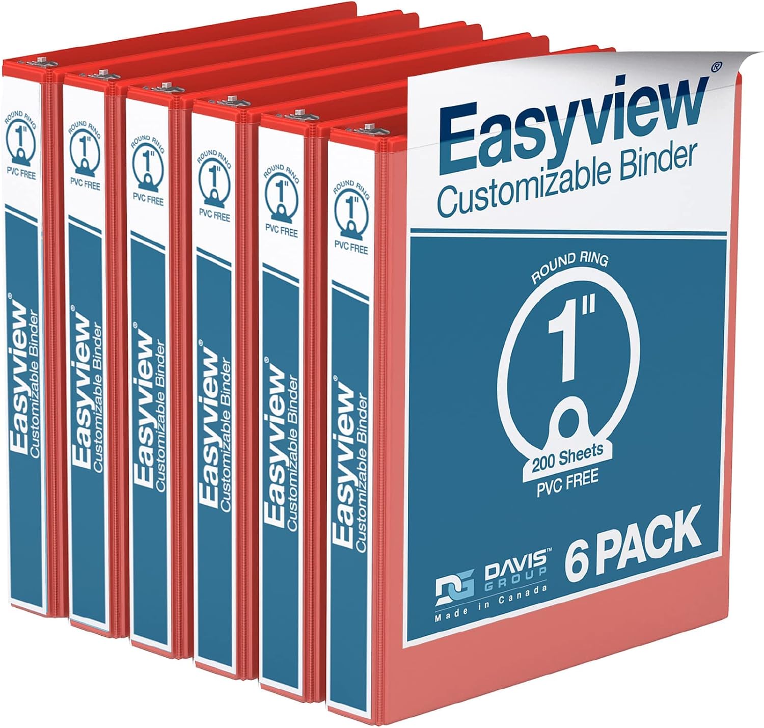 EasyView Premium 1-Inch Binders with Clear-View Covers, 3-Ring Binders ...