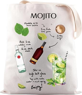 Amazon.com: JNIAP Mojito Lover Gift Mojito Bar and Recipe Tote Bag ...