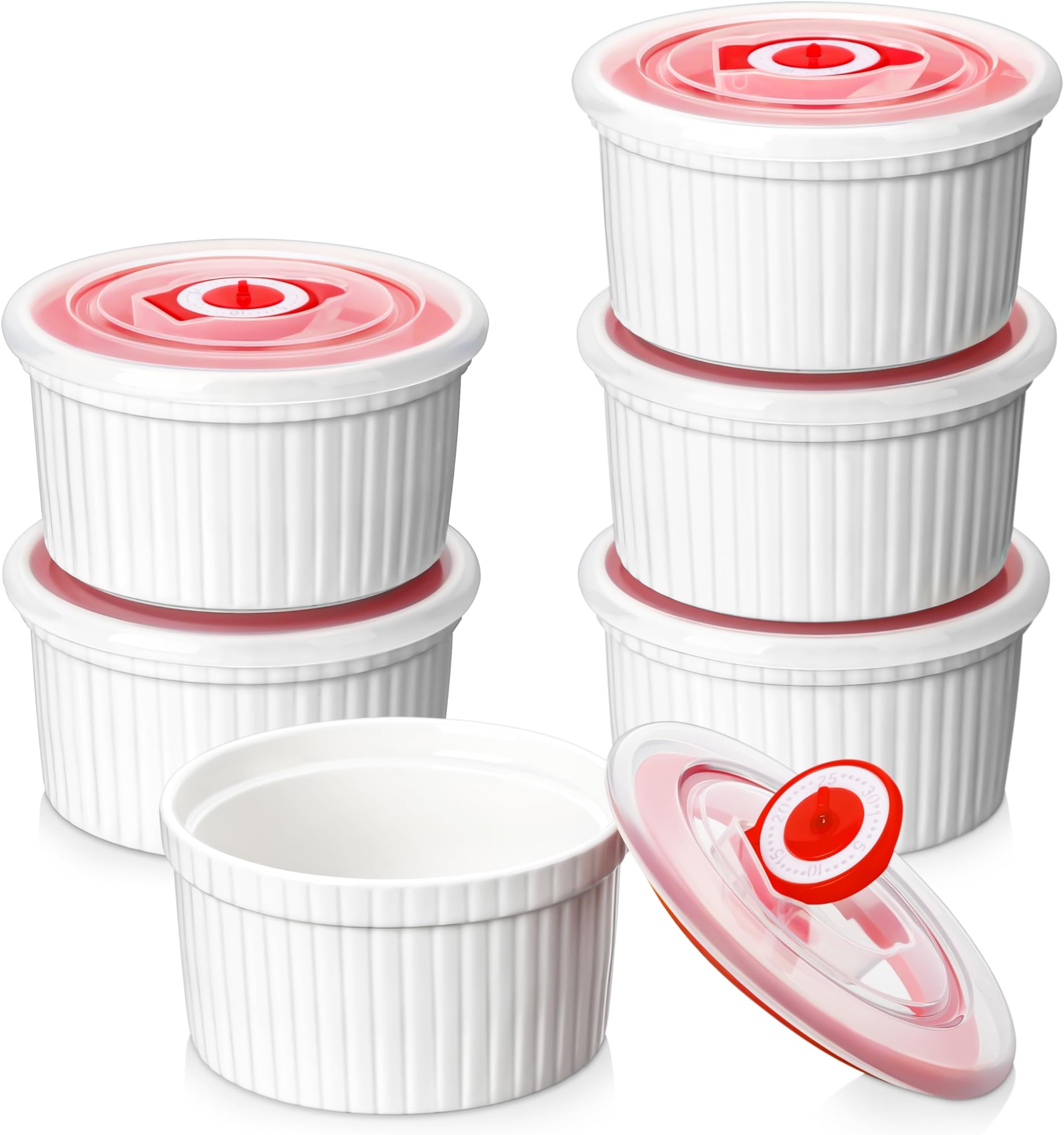 Amazon.com: Mfacoy Ramekins with Lids Set of 6, 8 oz Porcelain Creme ...