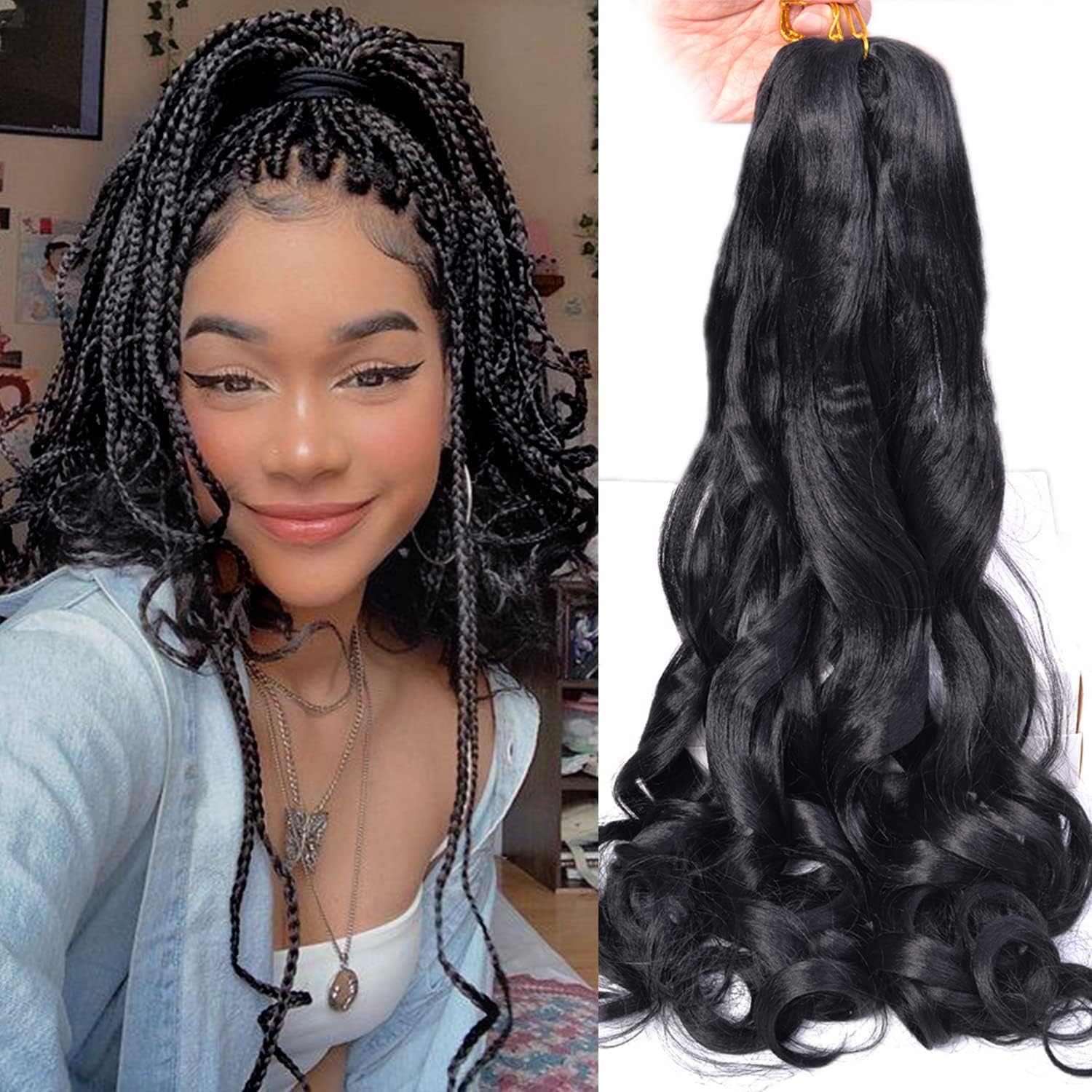 Amazon.com : Lush Hair Curly Extension| Synthetic Pre-Drawn French Curl ...