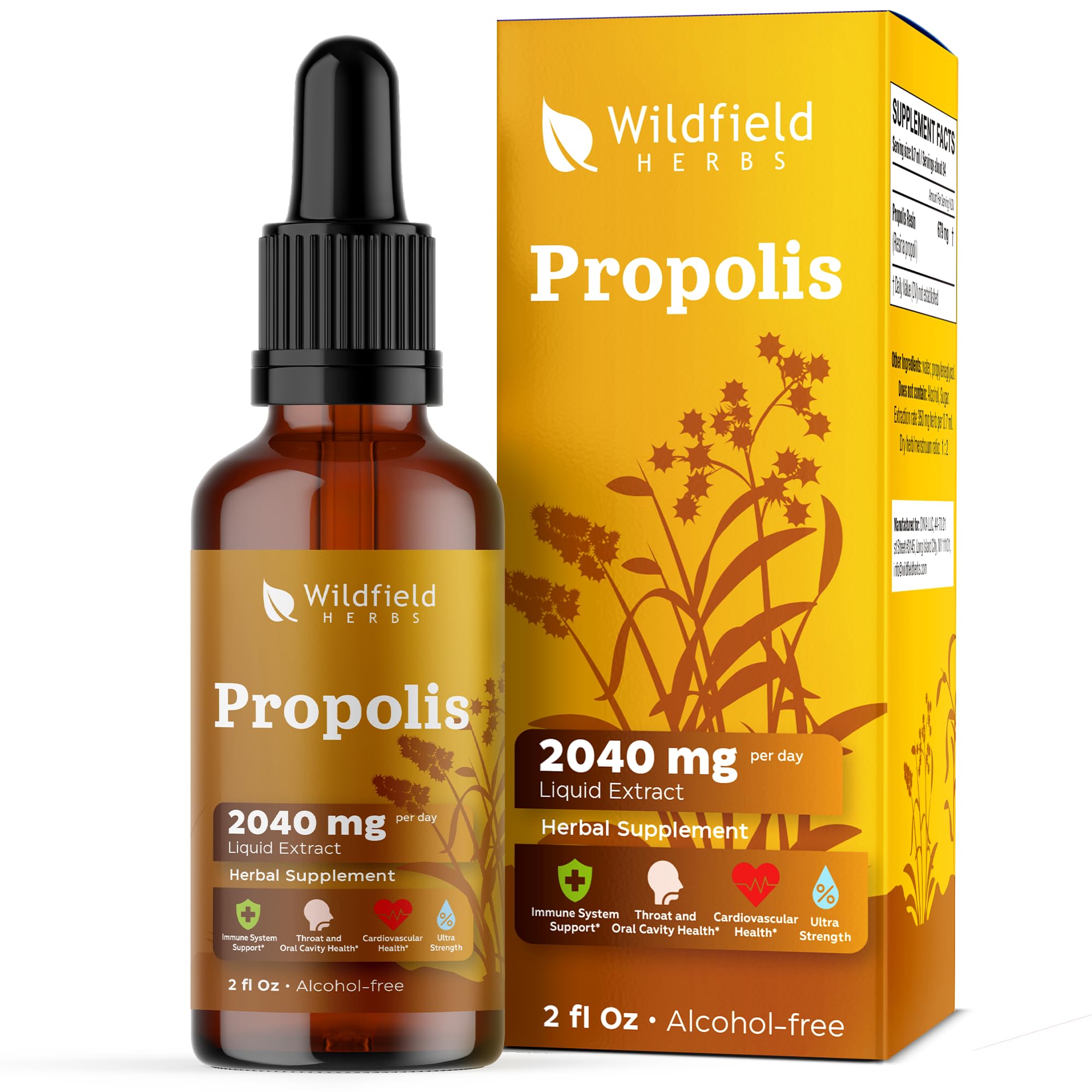Amazon.com: WILDFIELD HERBS Propolis Extract Drops 2100mg Herbal ...