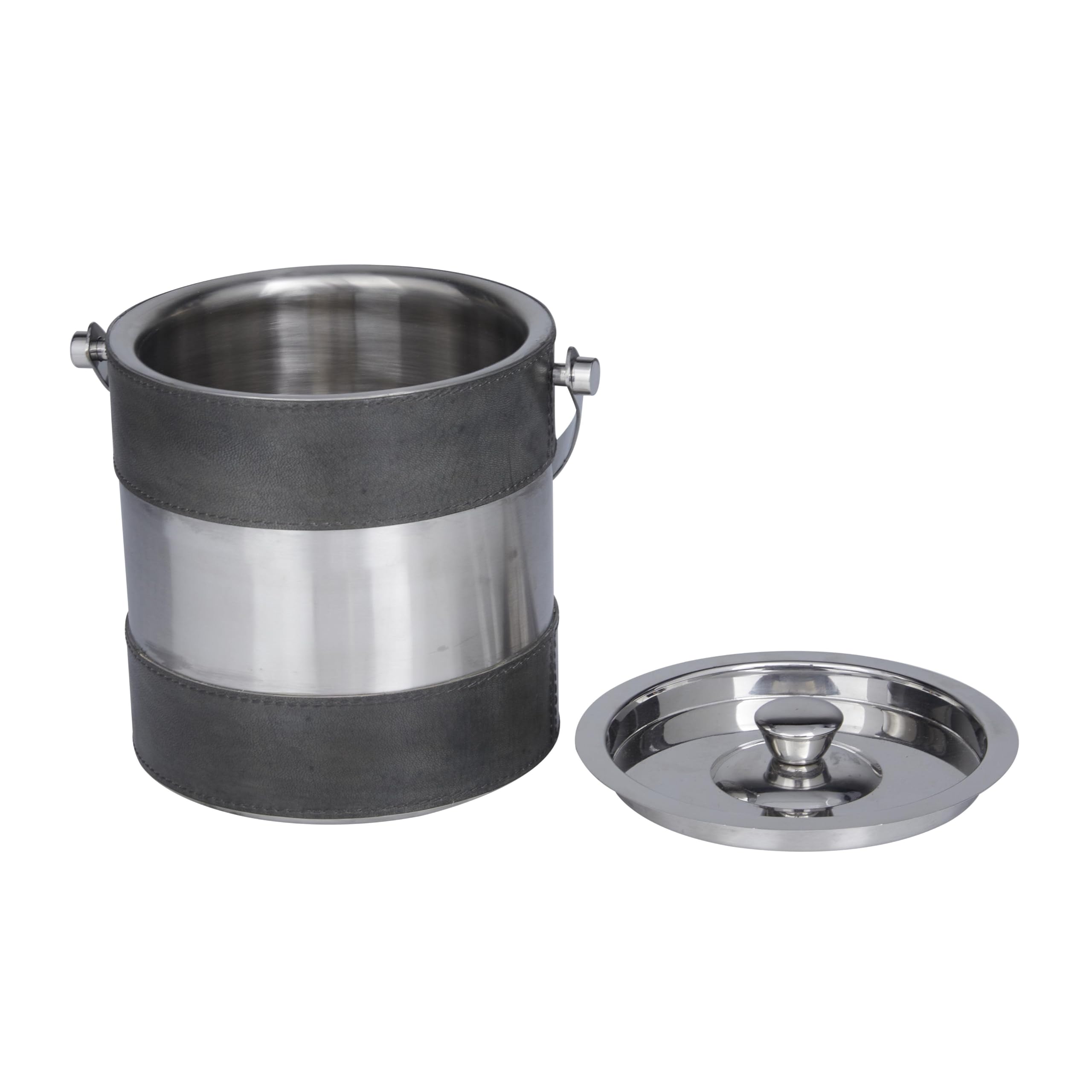 Snapklik.com : Deco 79 Leather Handmade Decorative Ice Bucket Wine Bucket