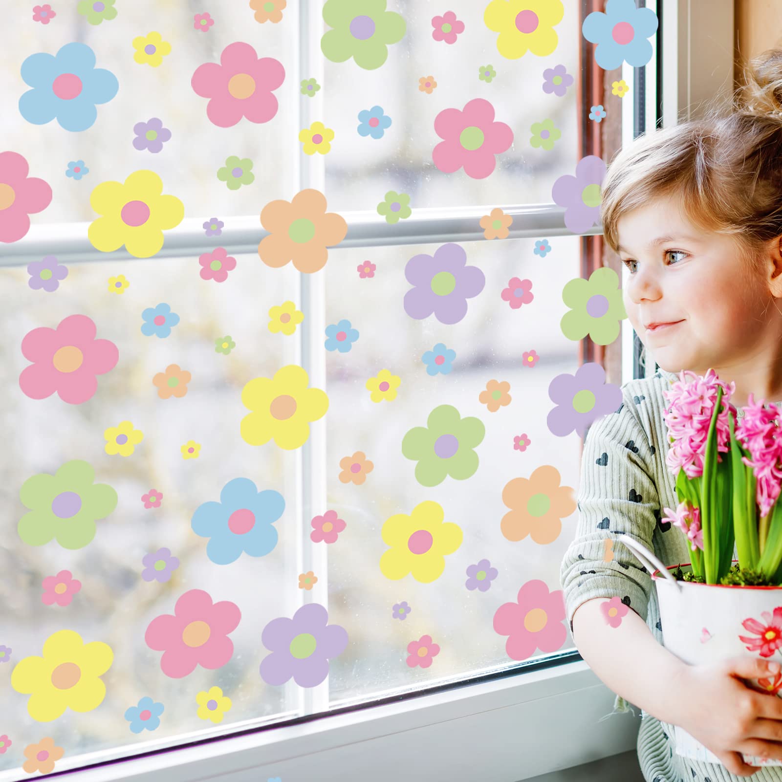 Spring Summer Flower Window Decals 99-Piece Spring Flower Window Clings ...