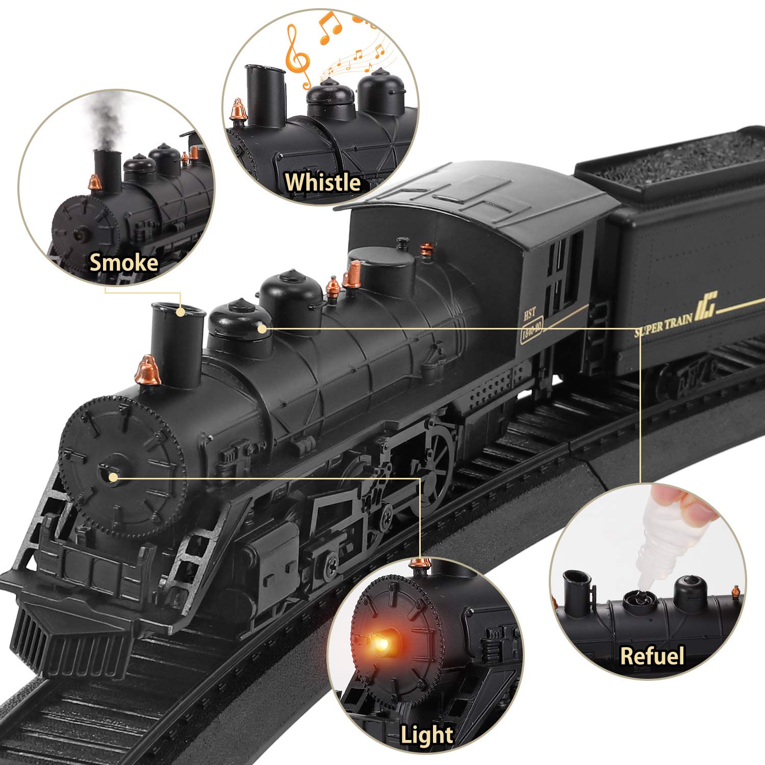 Buy Liberty Imports Diecast Model Freight Train Set with Steam ...