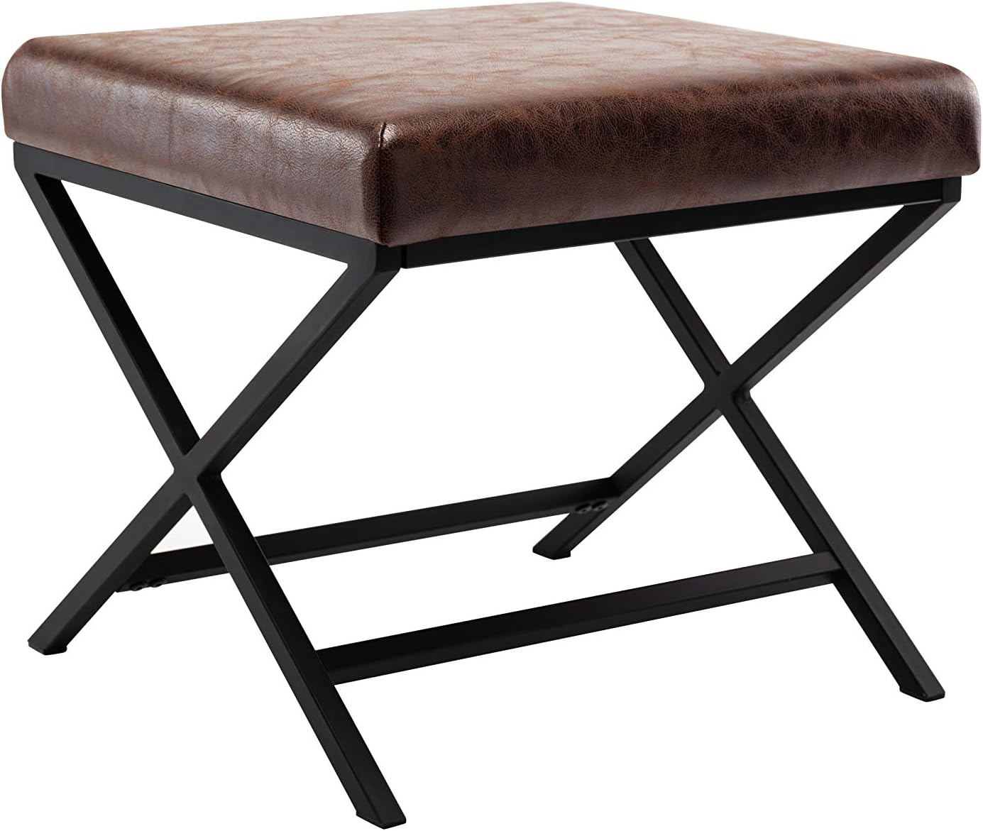 Amazon.com: Wovenbyrd Modern Square Ottoman Footstool with Metal X-Base ...