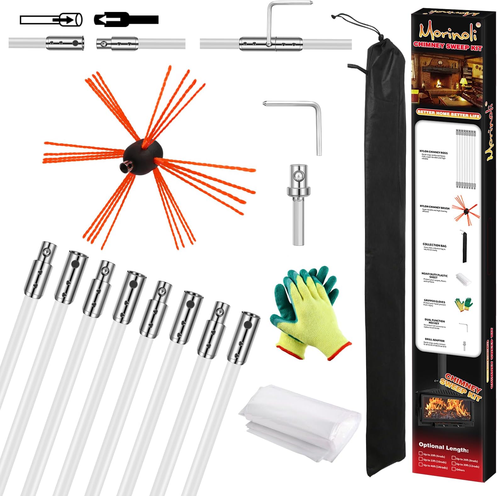 Amazon.com: 20FT Chimney Sweep Kit, Chimney Cleaning Kit Chimney ...