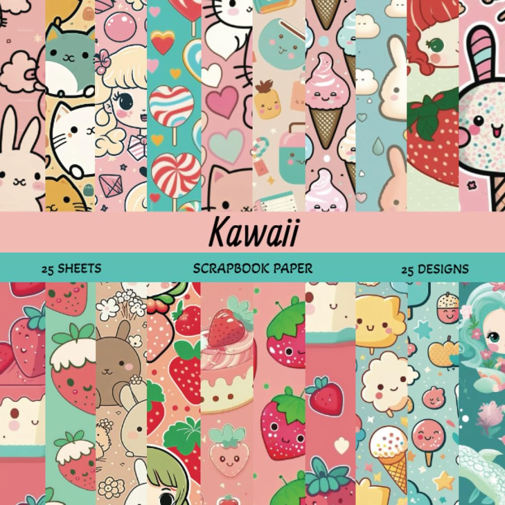 Kawaii Scrapbook Paper: Cute Kawaii Themed Craft Paper Pad Supplies, 8. ...