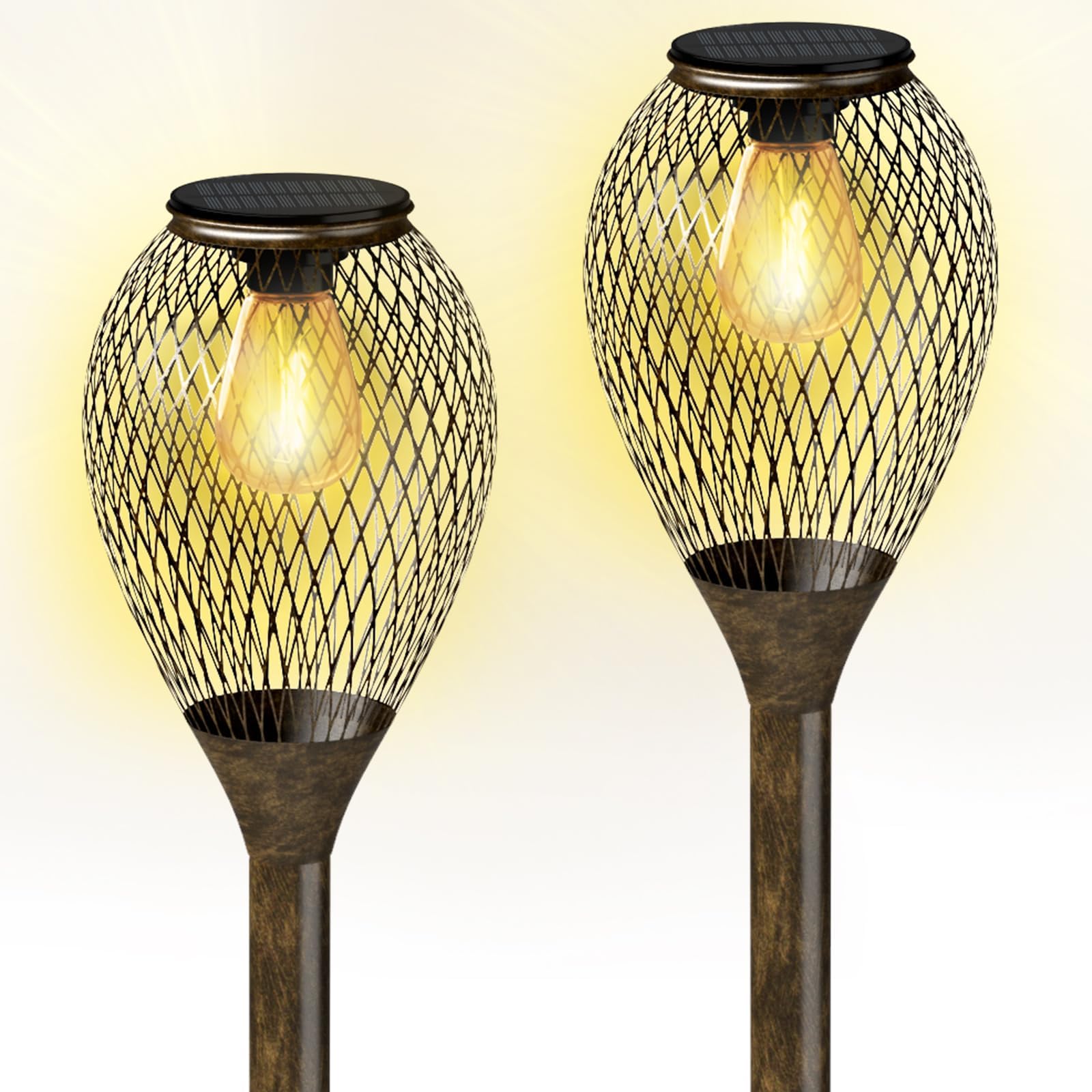 SOLARBABY Metal Solar Pathway Lights Outdoor,2 Pack Brighter Solar ...