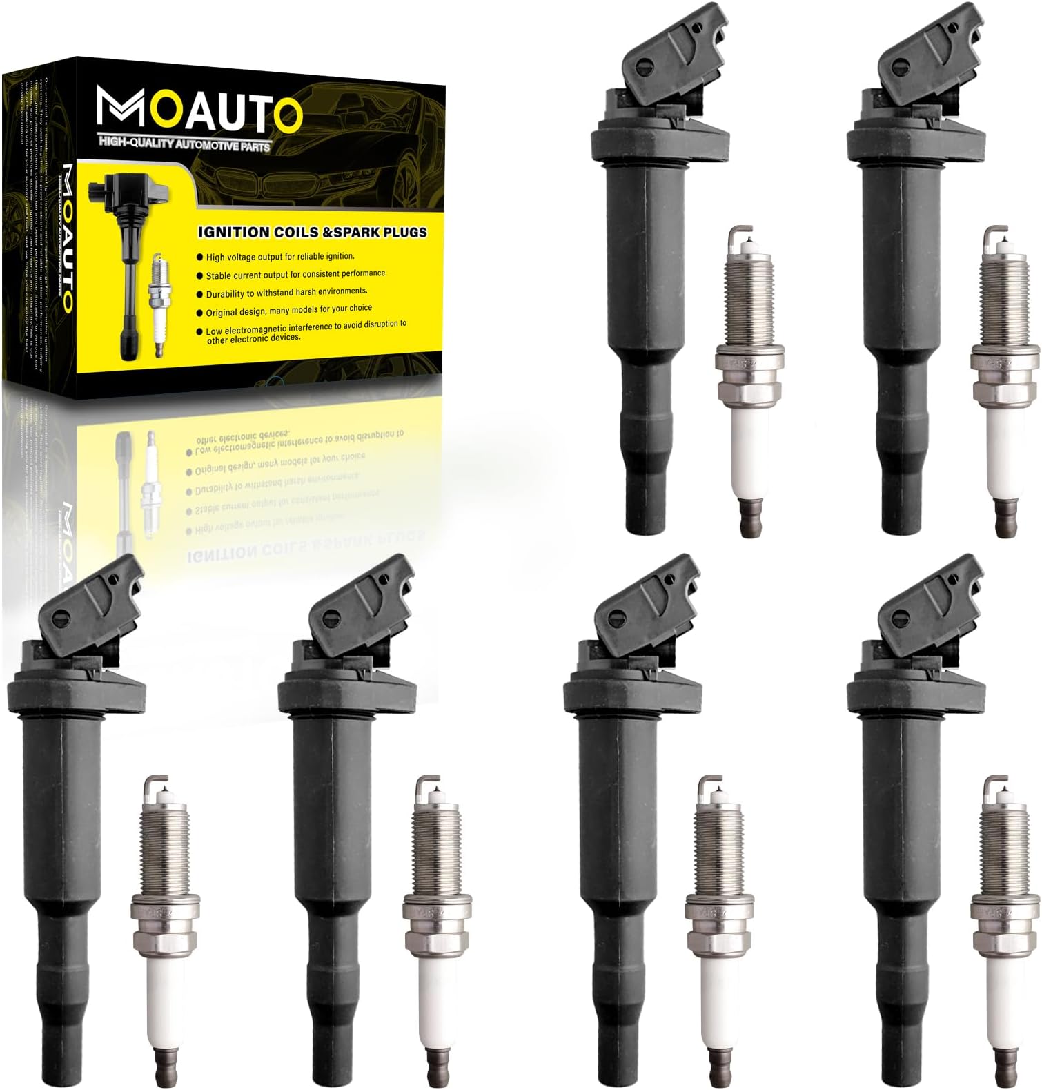 Amazon.com: MOAUTO Set of 6 Ignition Coils Pack UF592 0221504470 & 6 ...