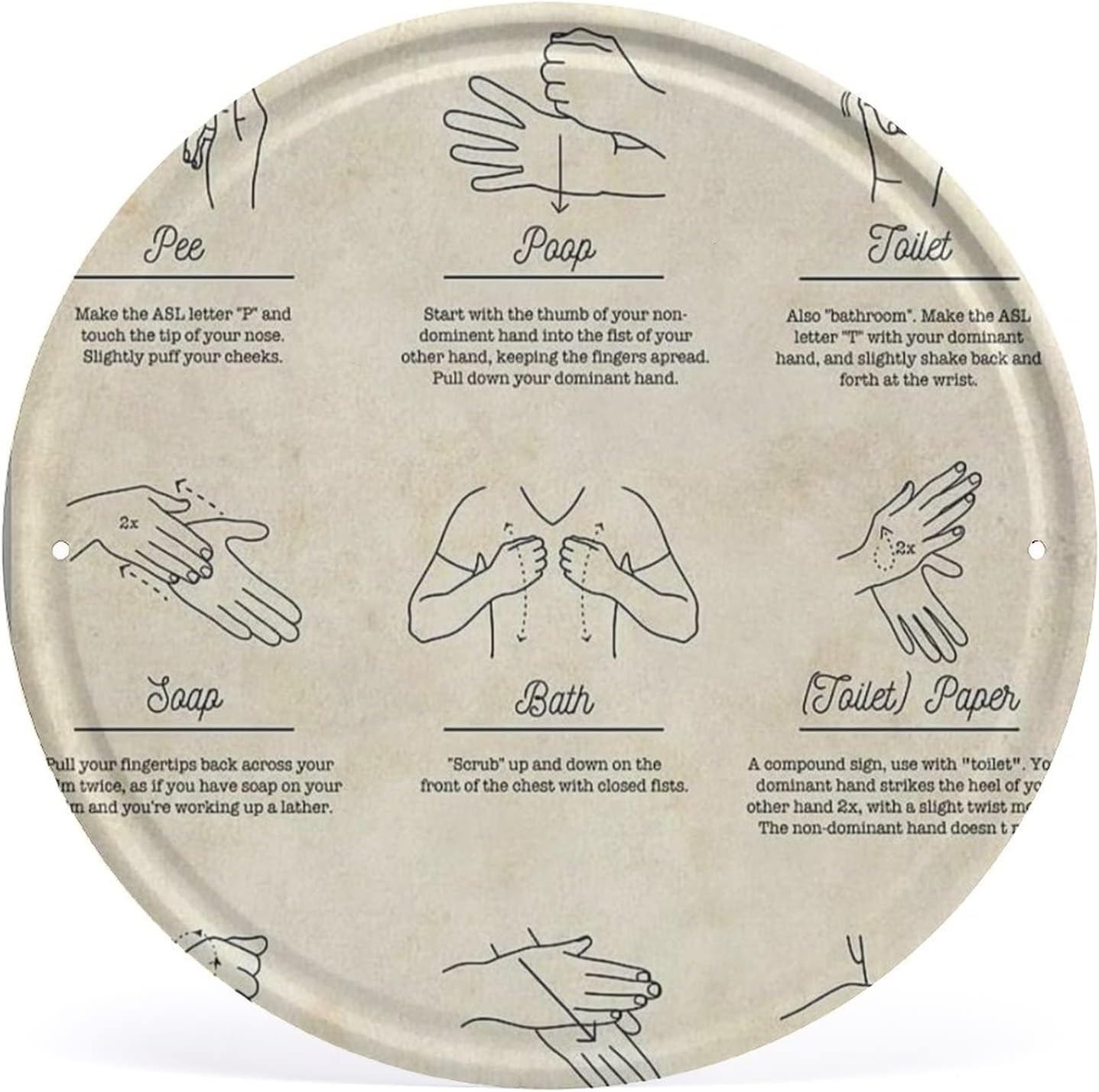 Amazon.com: Bathroom Asl Metal Tin Sign Vintage An American Sign ...