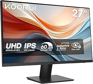 KOORUI N07 27 Inch PC Display, 4K Monitor UHD (3840 x 2160), IPS 60Hz HDR10 Adaptive Sync, 2x ...