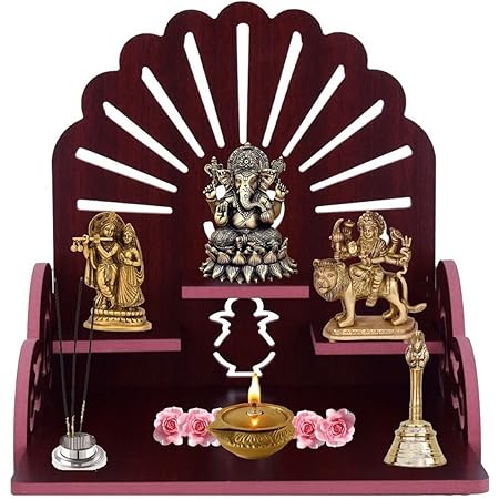 ETHNIC WALL ART EWA Wooden Mandir for Home Puja Ghar Small Temple Stand ...