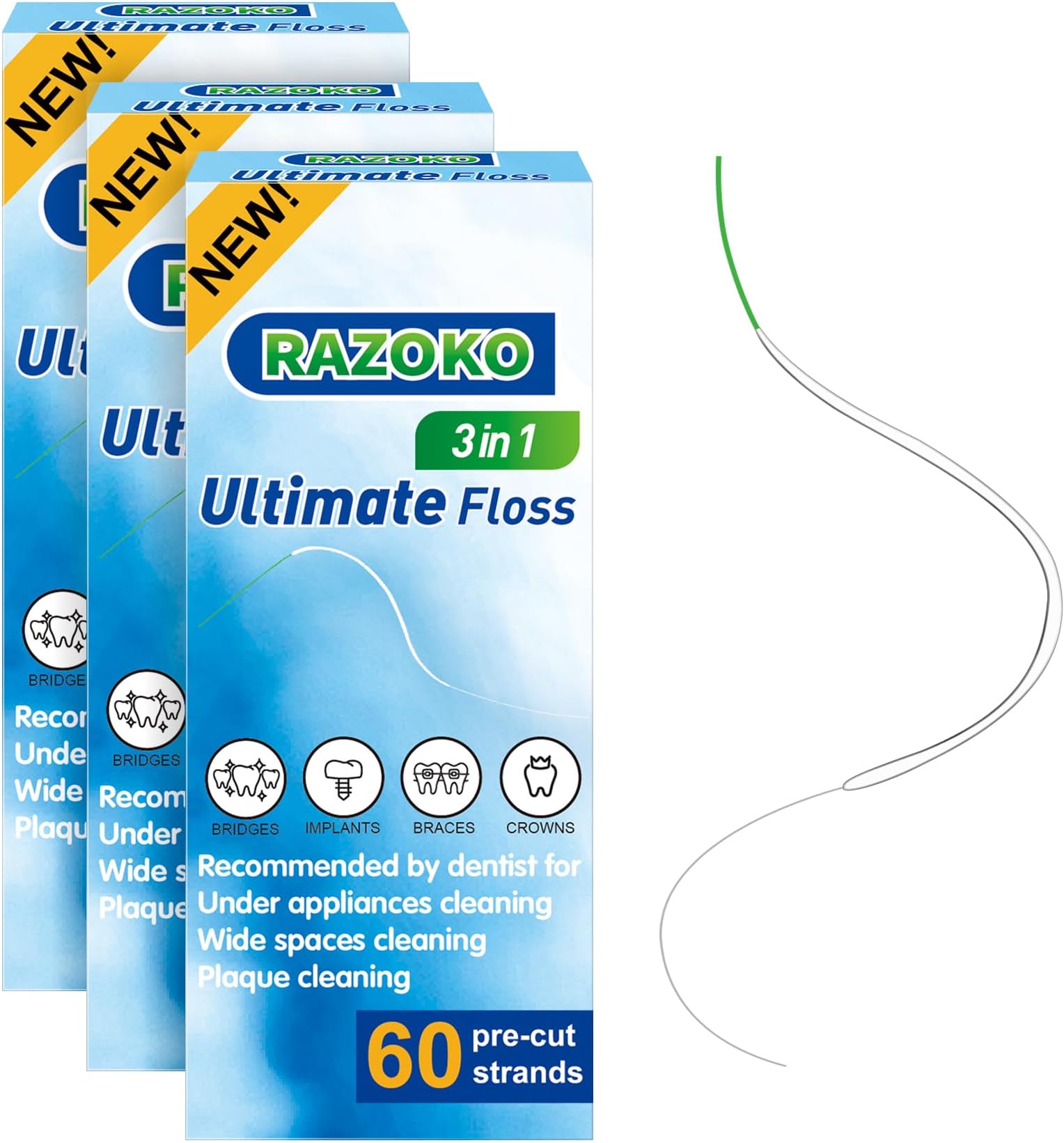 Amazon.com : Oral-B Super Floss, 50 Pre-Cut Strands, Mint (Pack of 3 ...