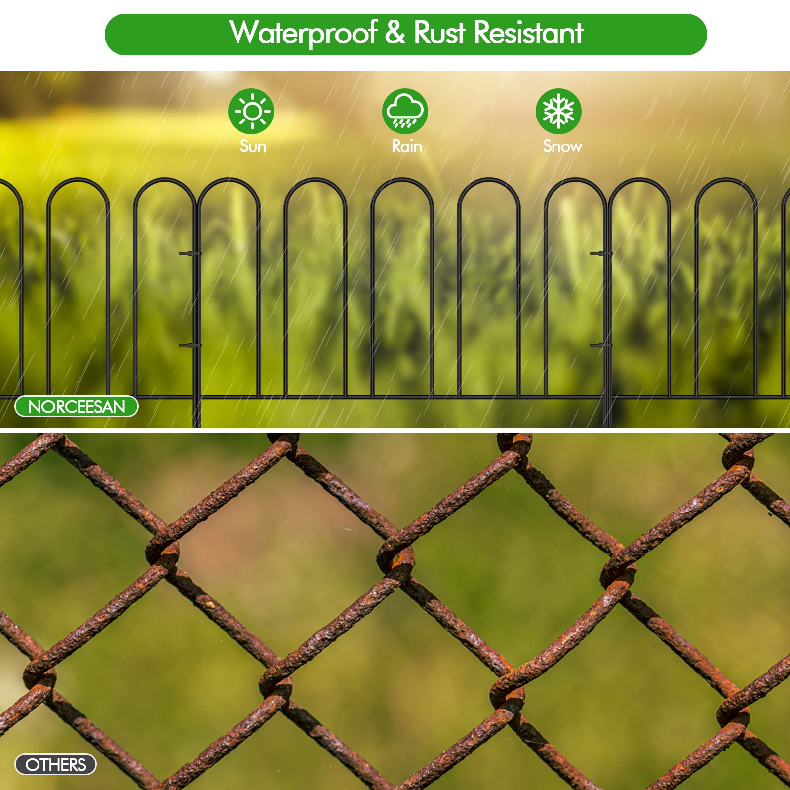 Garden Fence 7 Panels Small Garden Border 10ft(L) Animal Barrier Fence ...