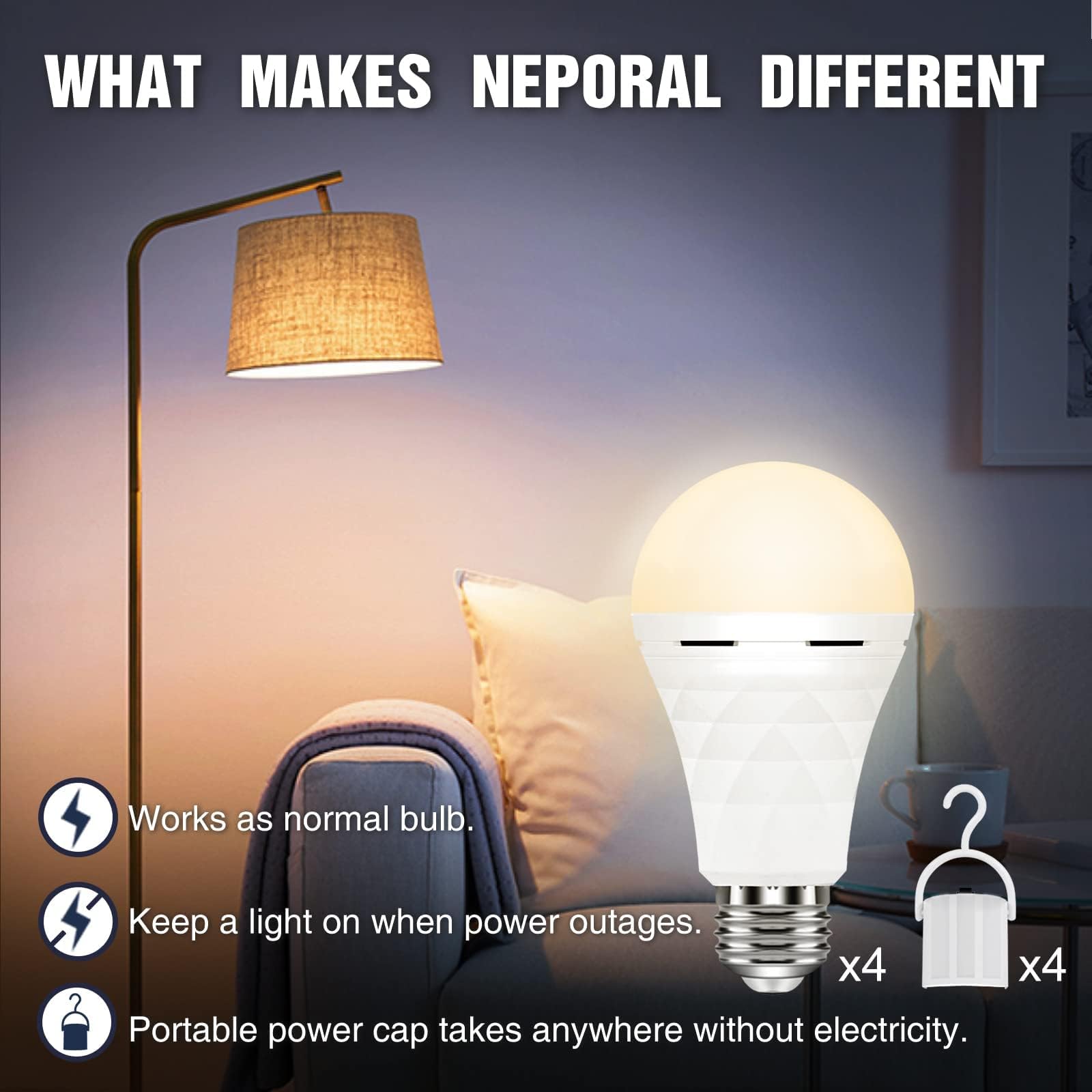 Snapklik.com : A19 Rechargeable Light Bulbs Emergency Light Bulb For ...