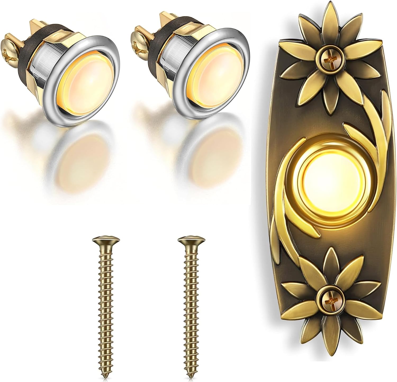 Dreyoo Metal Doorbell Push Button with Led Light and 2 Pack Yellow ...