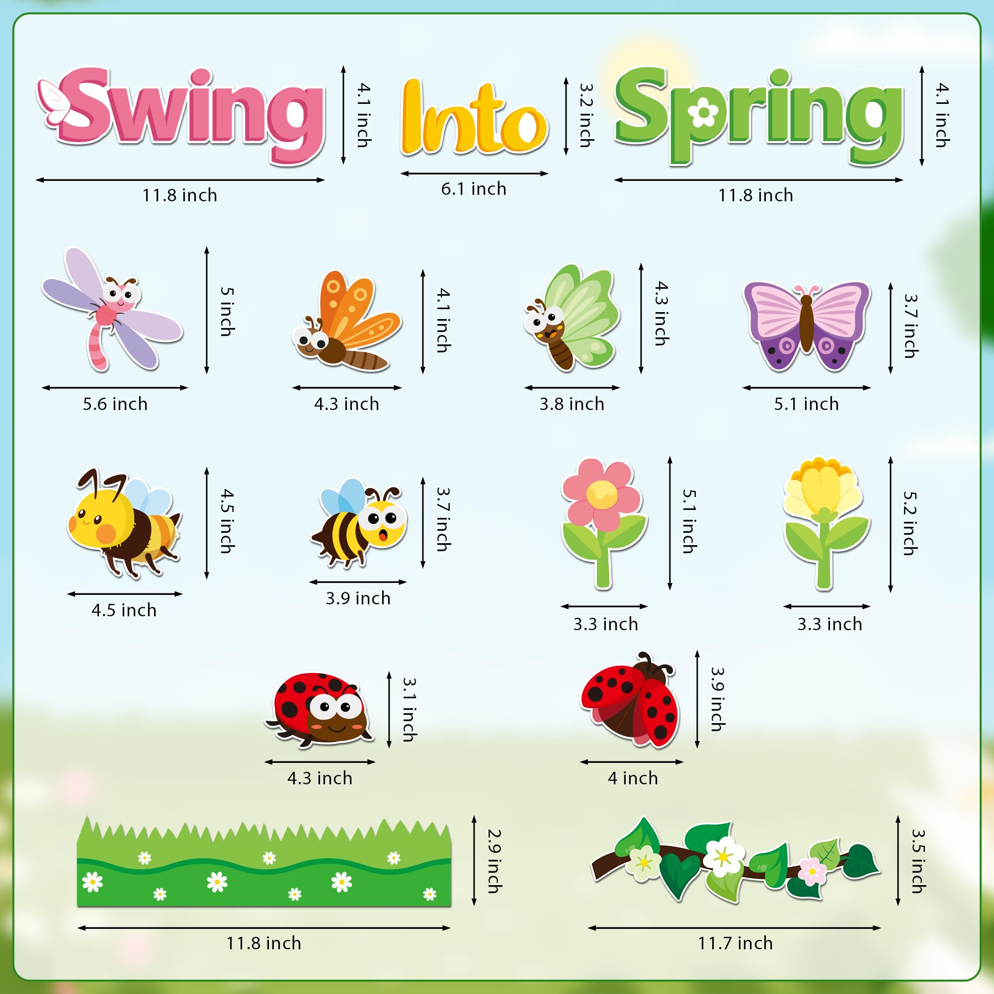 Snapklik.com : Swing Into Spring Bulletin Board - 83pcs Spring Insect ...