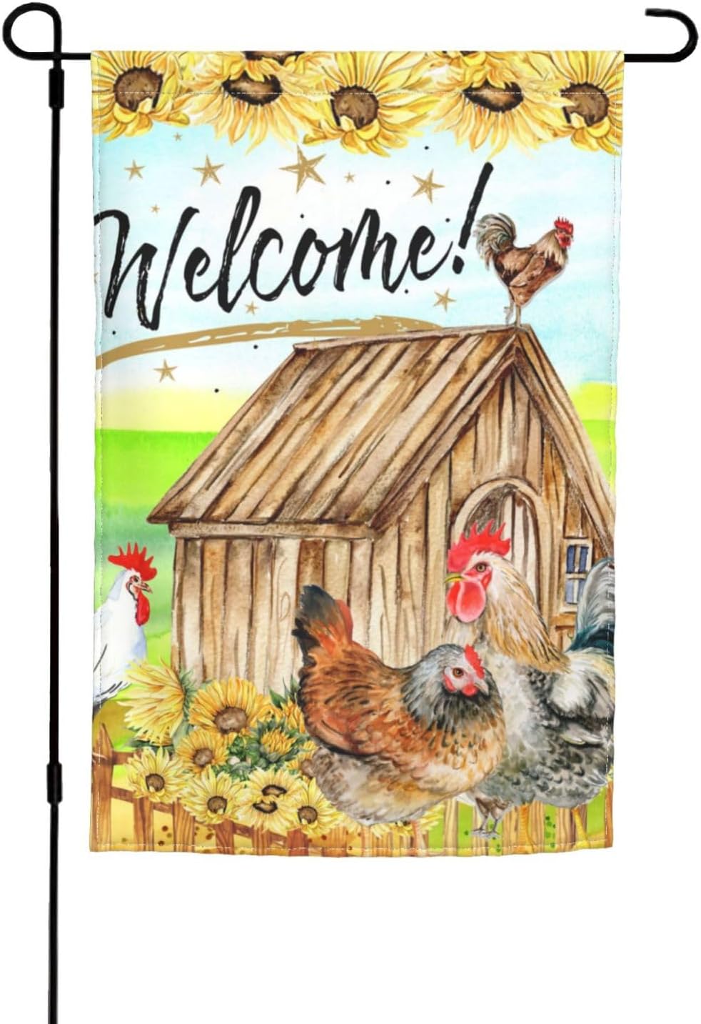 Amazon.com : Welcome To Our Coop Chicken Garden Flag 12x18 Inch Double ...