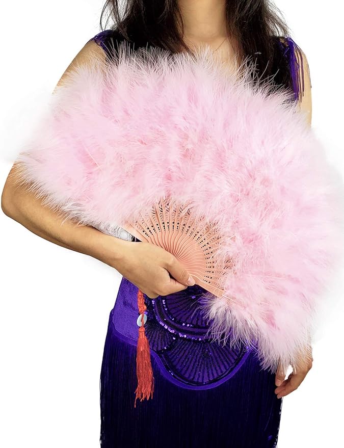 Amazon.com: Happy Feather Handheld Marabou Feather Fan, 1920s Vintage ...