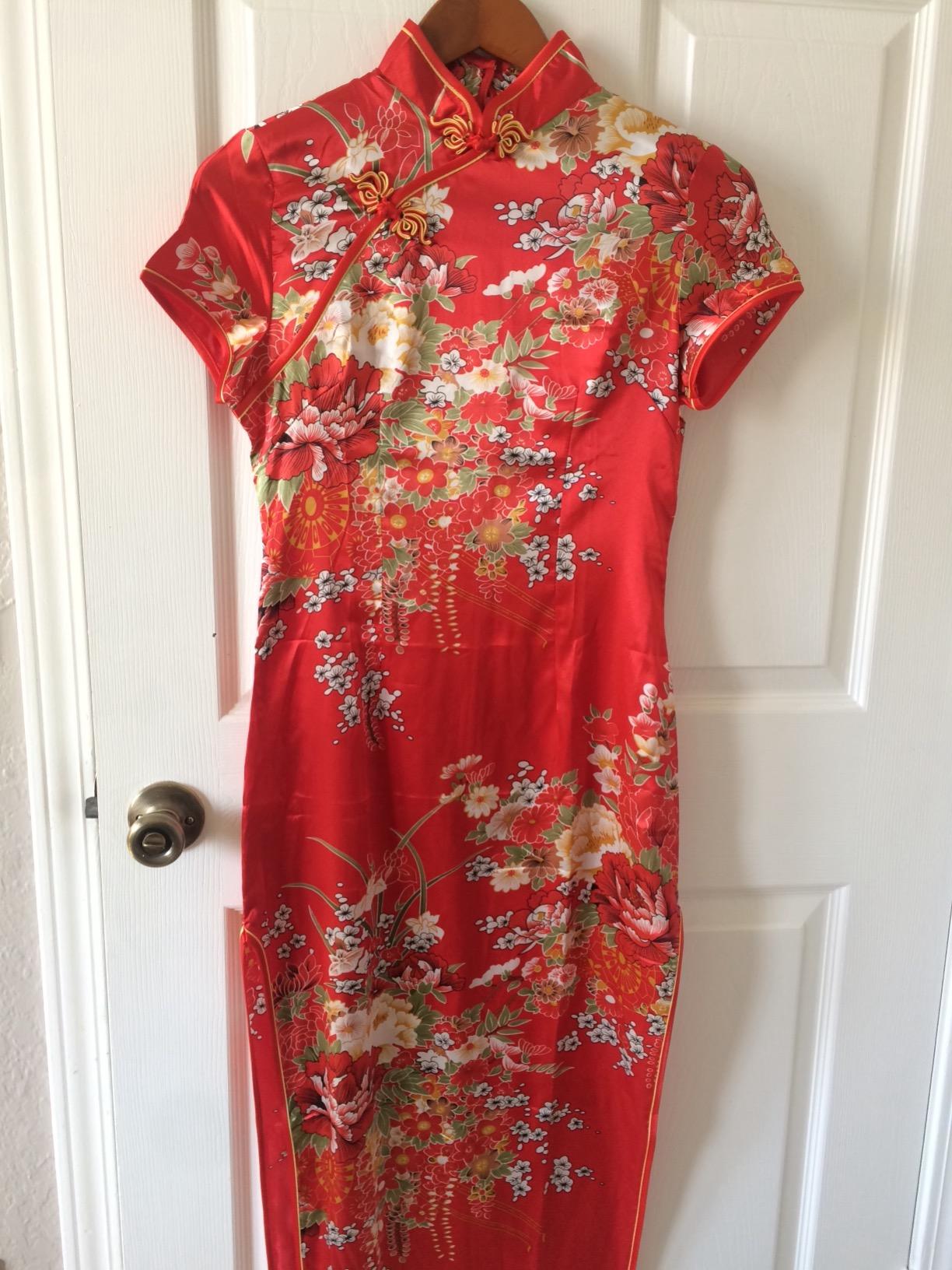 Shanghai Story Faux Silk Chinese Dress Long Cheongsam Floral Qipao for ...